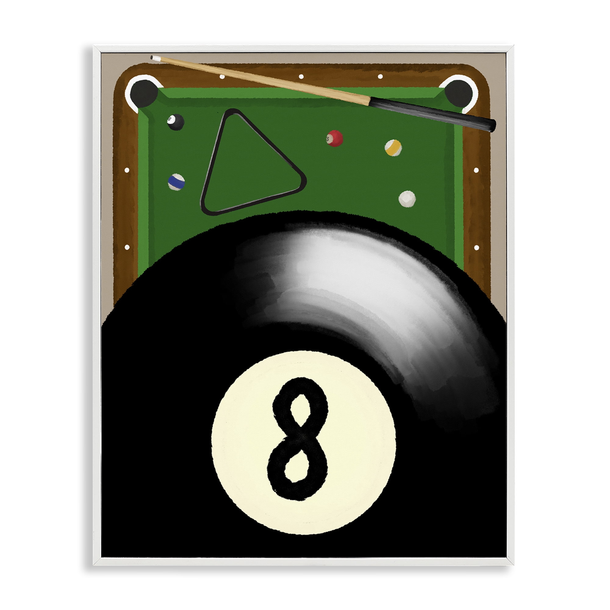 Stupell Industries Billiard Table & Balls White Framed Giclee Art ...