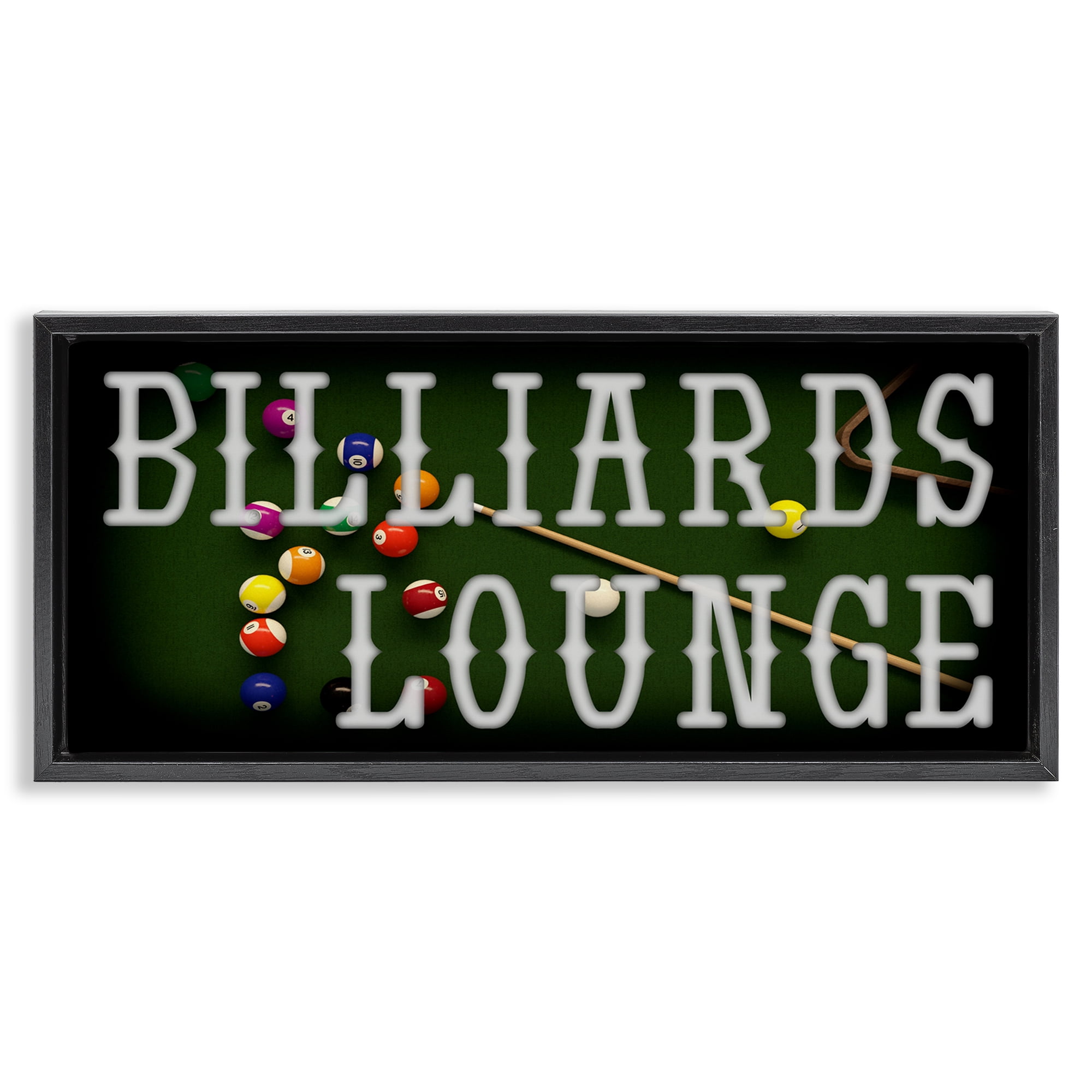 Stupell Industries Billiards Lounge Recreation Black Framed Floater ...