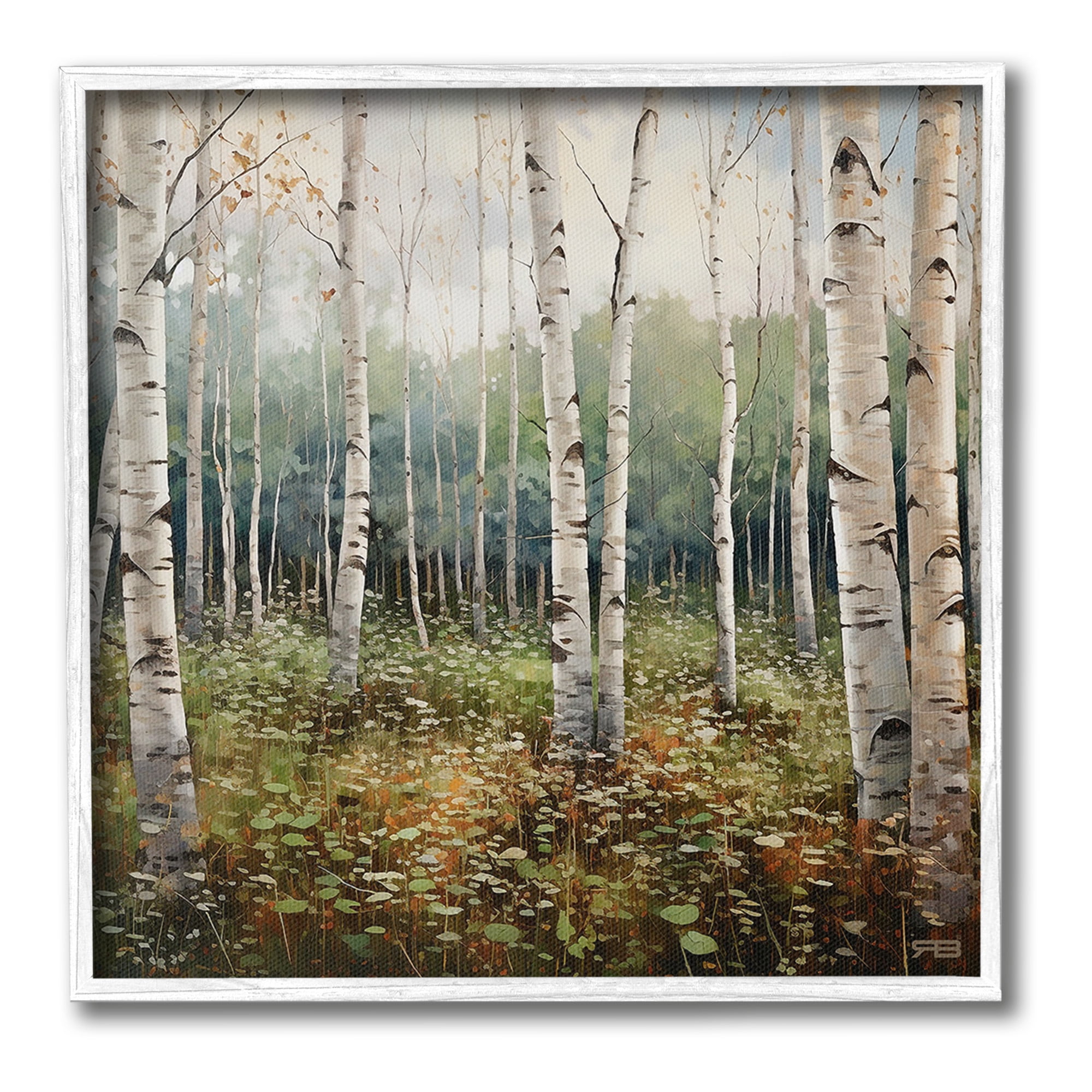 Stupell Industries Birch Forest Vegetation Landscape Painting White ...