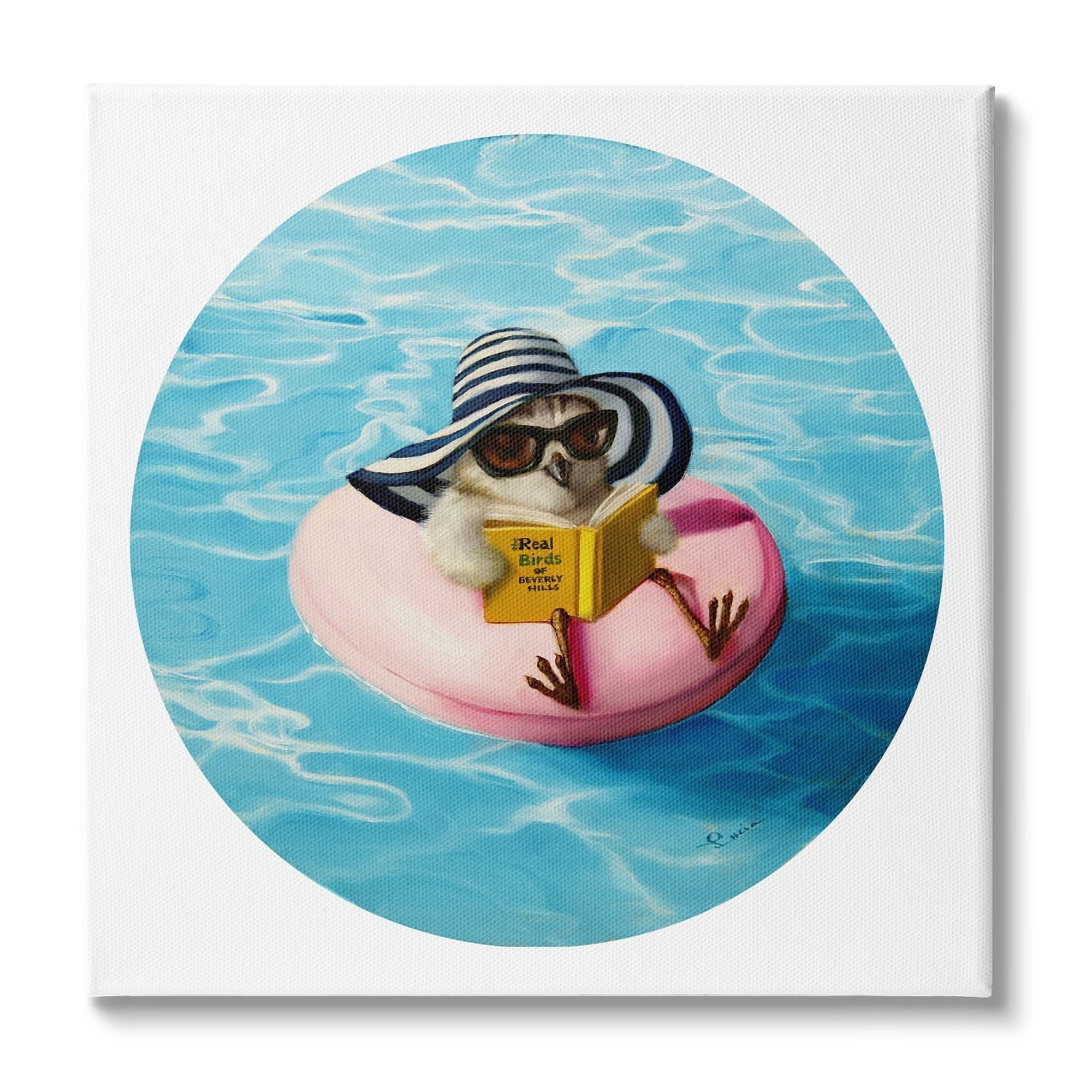 Stupell Industries Bird Reading Book Pool Float Beverly Hills Sun Hat ...