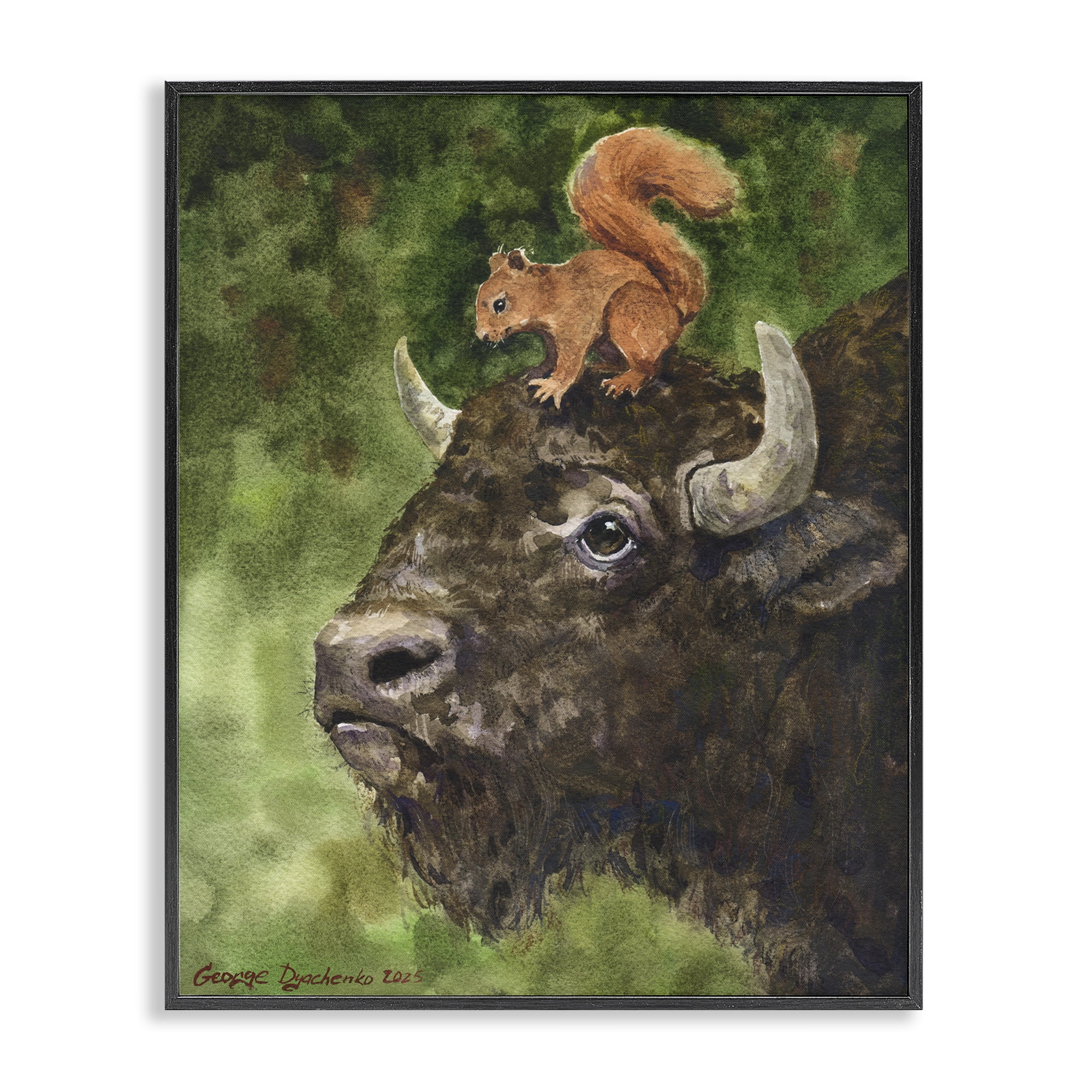 Stupell Industries Bison & Squirrel Duo Black Framed Giclee Art, design ...