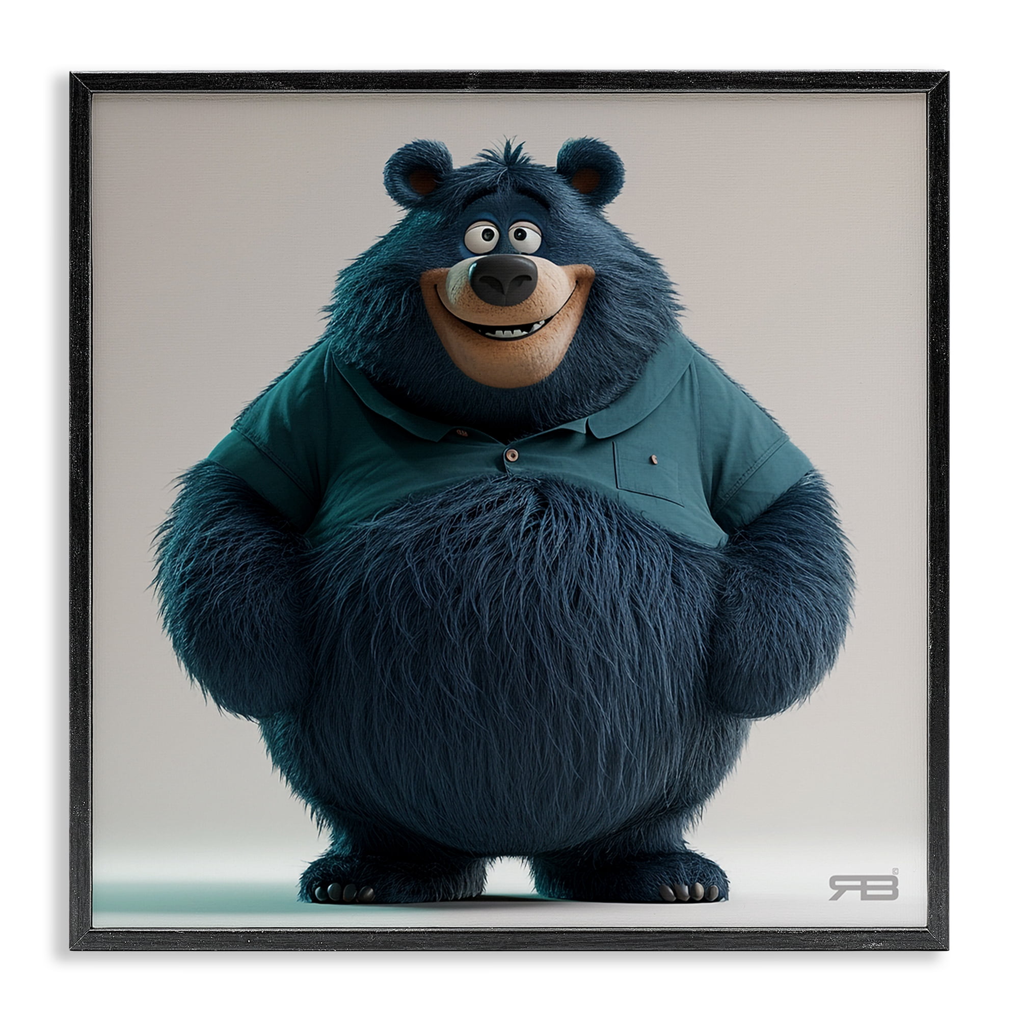 Stupell Industries Black Bear with Shirt Animals Painting Black Framed ...