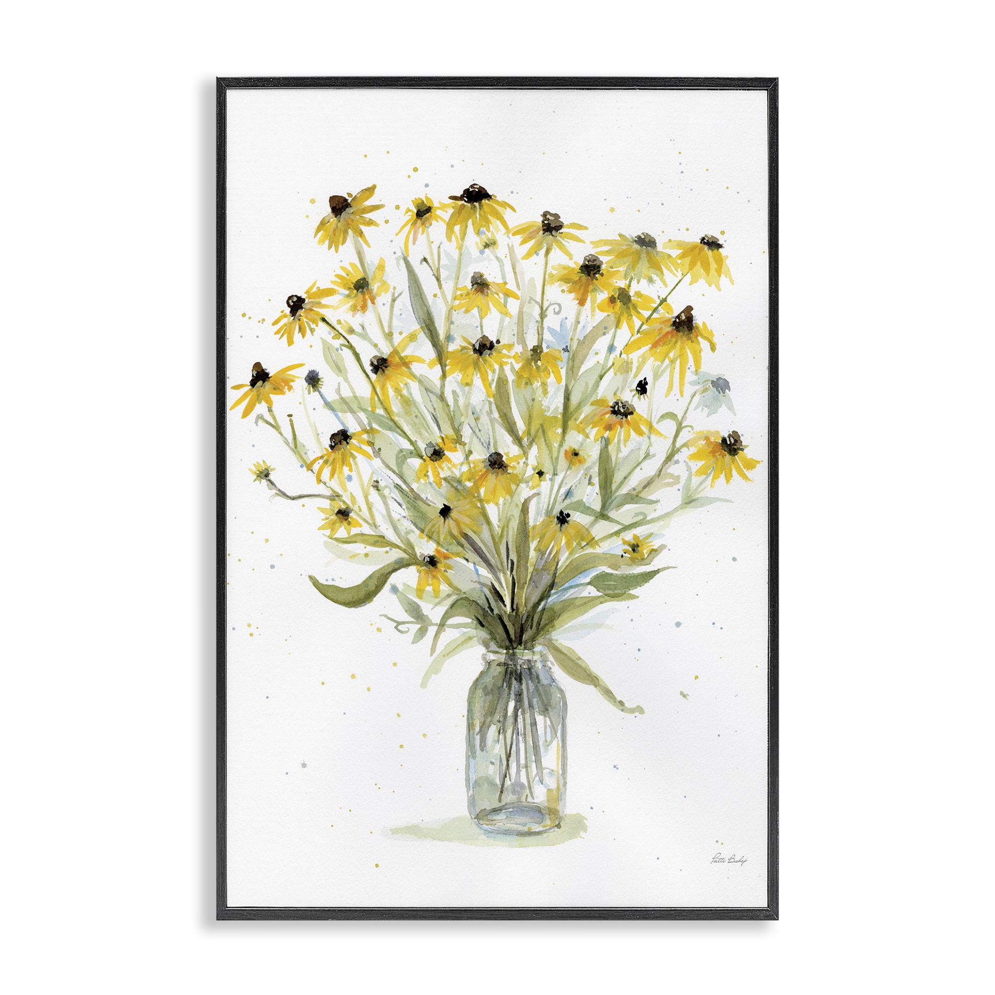 Stupell Industries Black-Eyed Susans Botanical & Floral Painting Black ...
