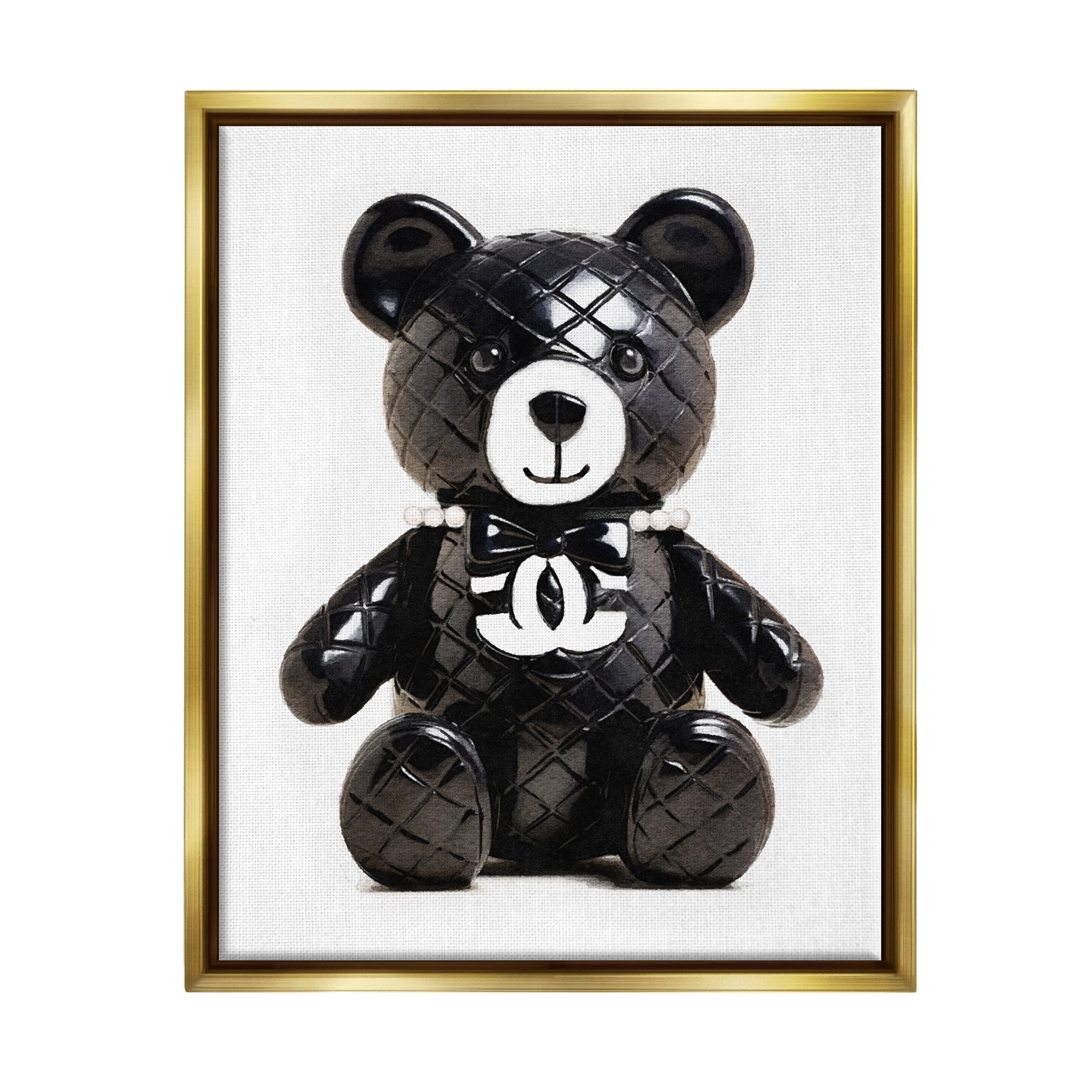 Stupell Industries Black Glam Teddy Bear Beauty & Fashion Painting Gold ...