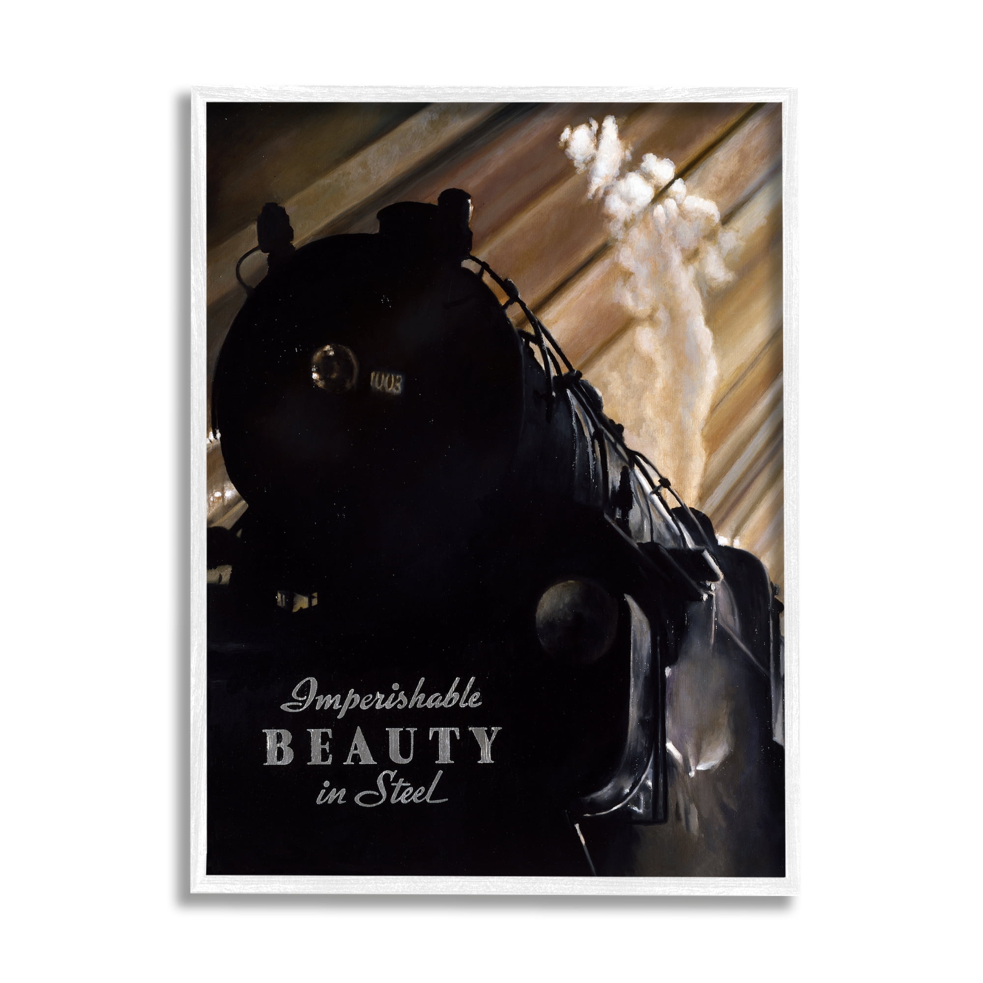 Stupell Industries Black Vintage Train Locomotive Imperishable Beauty ...