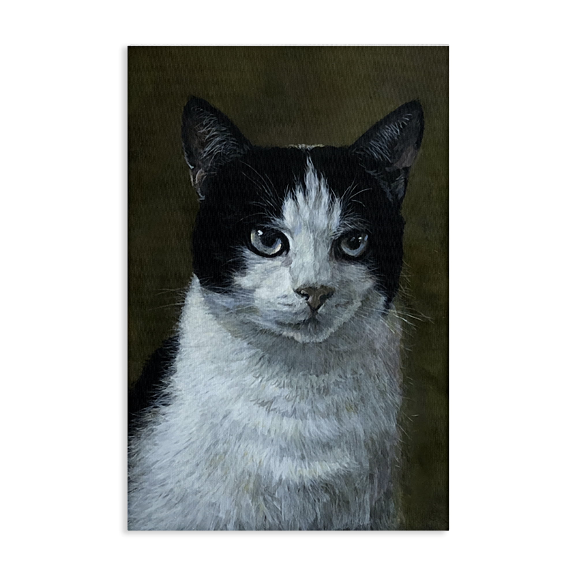 Stupell Industries Black & White Cat Angst Animals Painting Wrapped ...