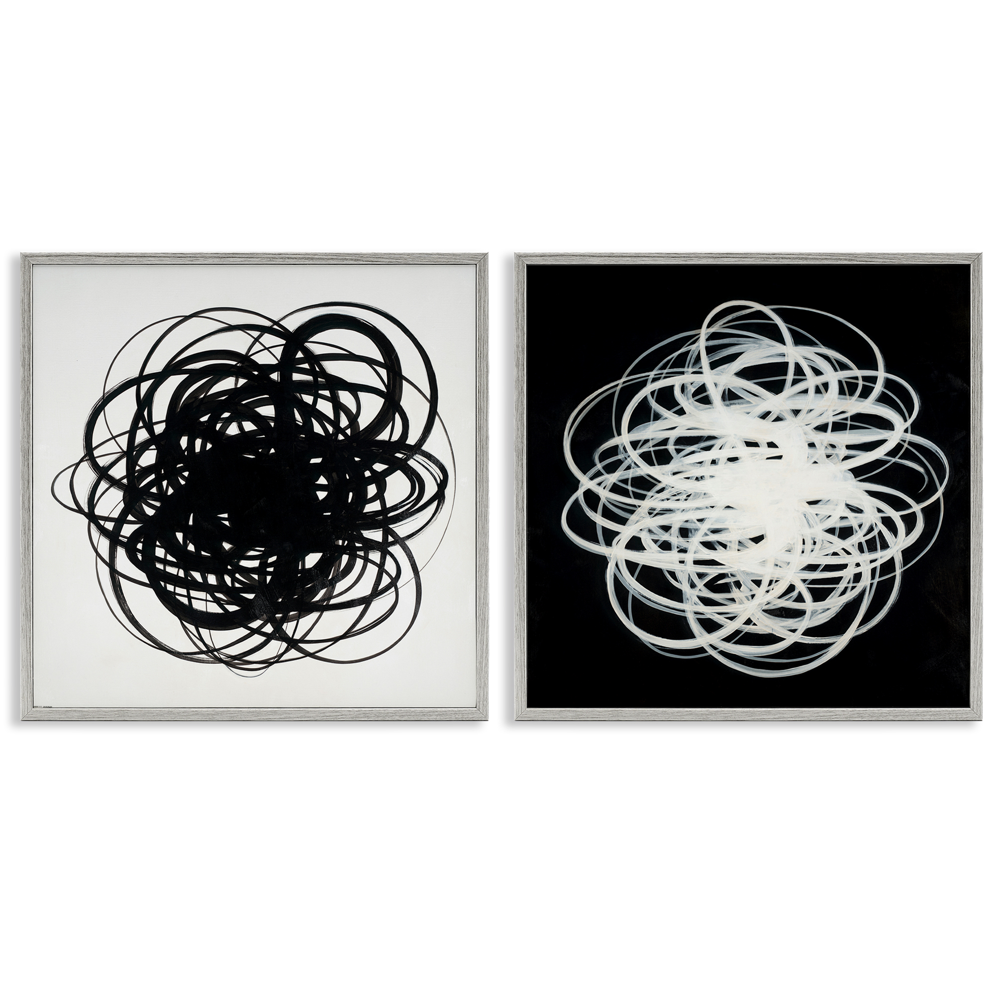 Stupell Industries Black & White Tangled Lines Abstract Painting Gray ...
