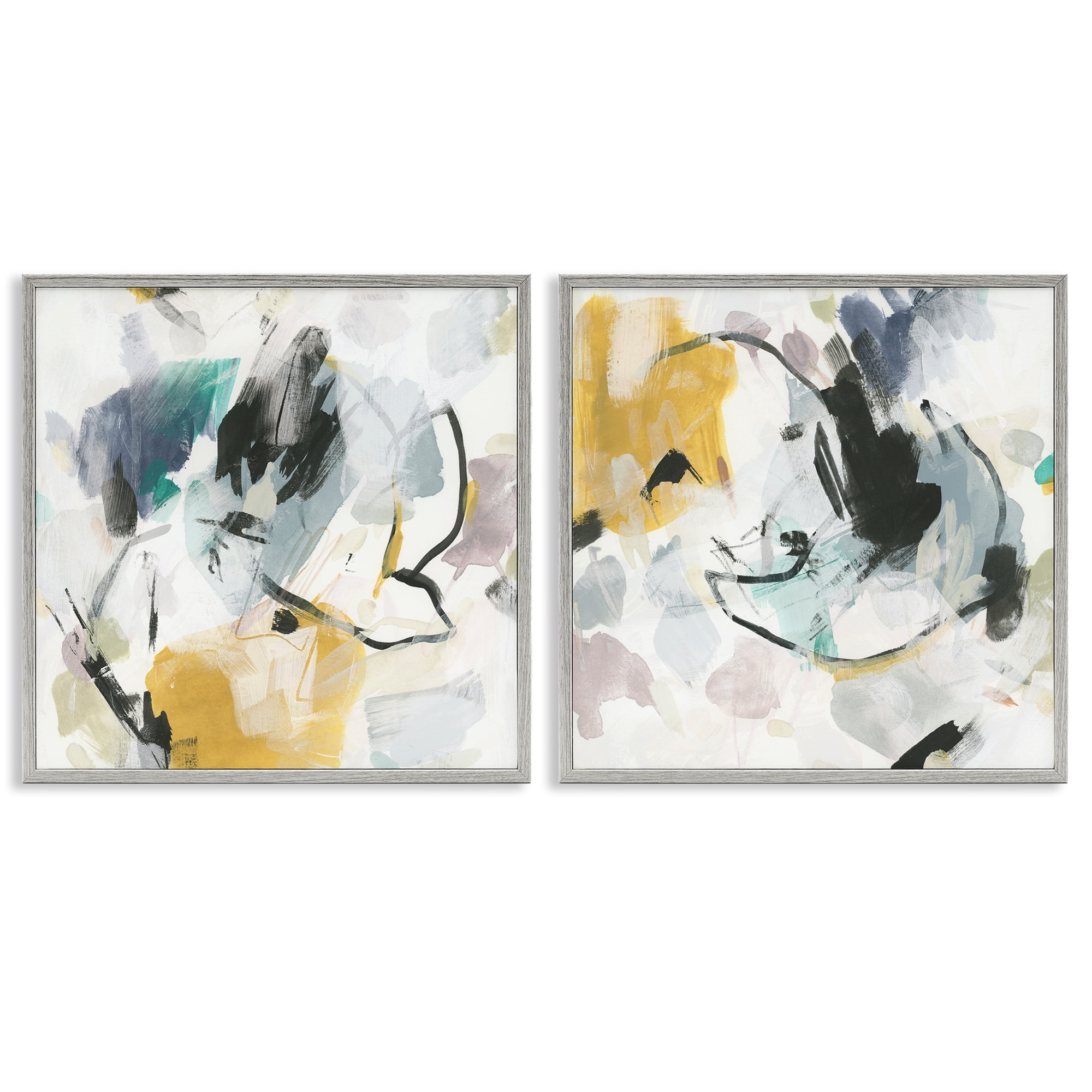 Stupell Industries Black & Yellow Abstract Splash Abstract Painting ...