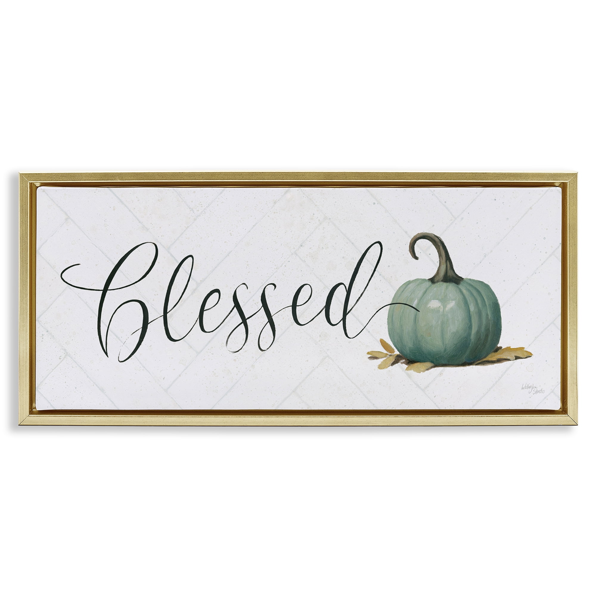 Stupell Industries Blessed with Pumpkin Typography Painting Gold ...