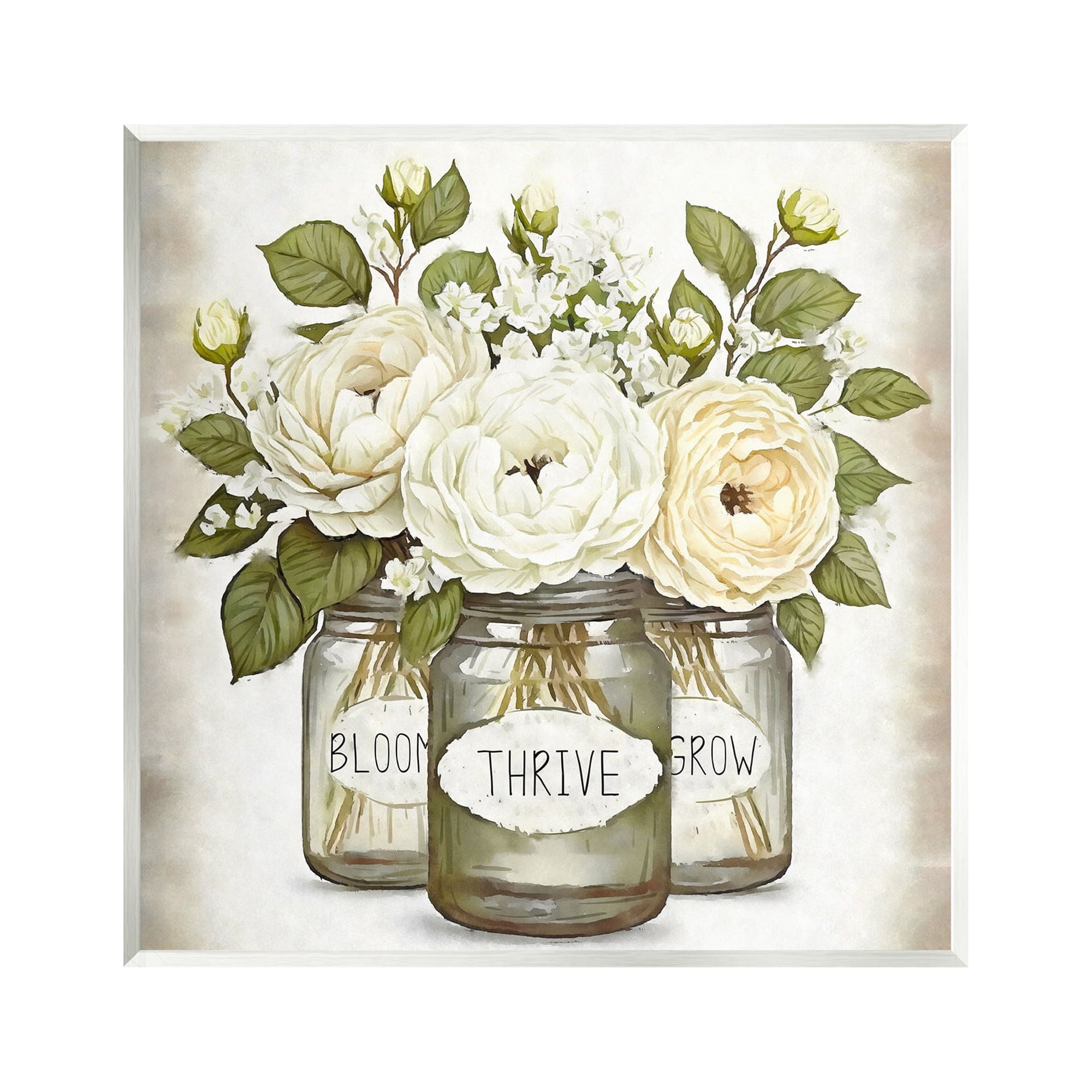 Stupell Industries Bloom Thrive Grow Country Flowers Botanical & Floral ...