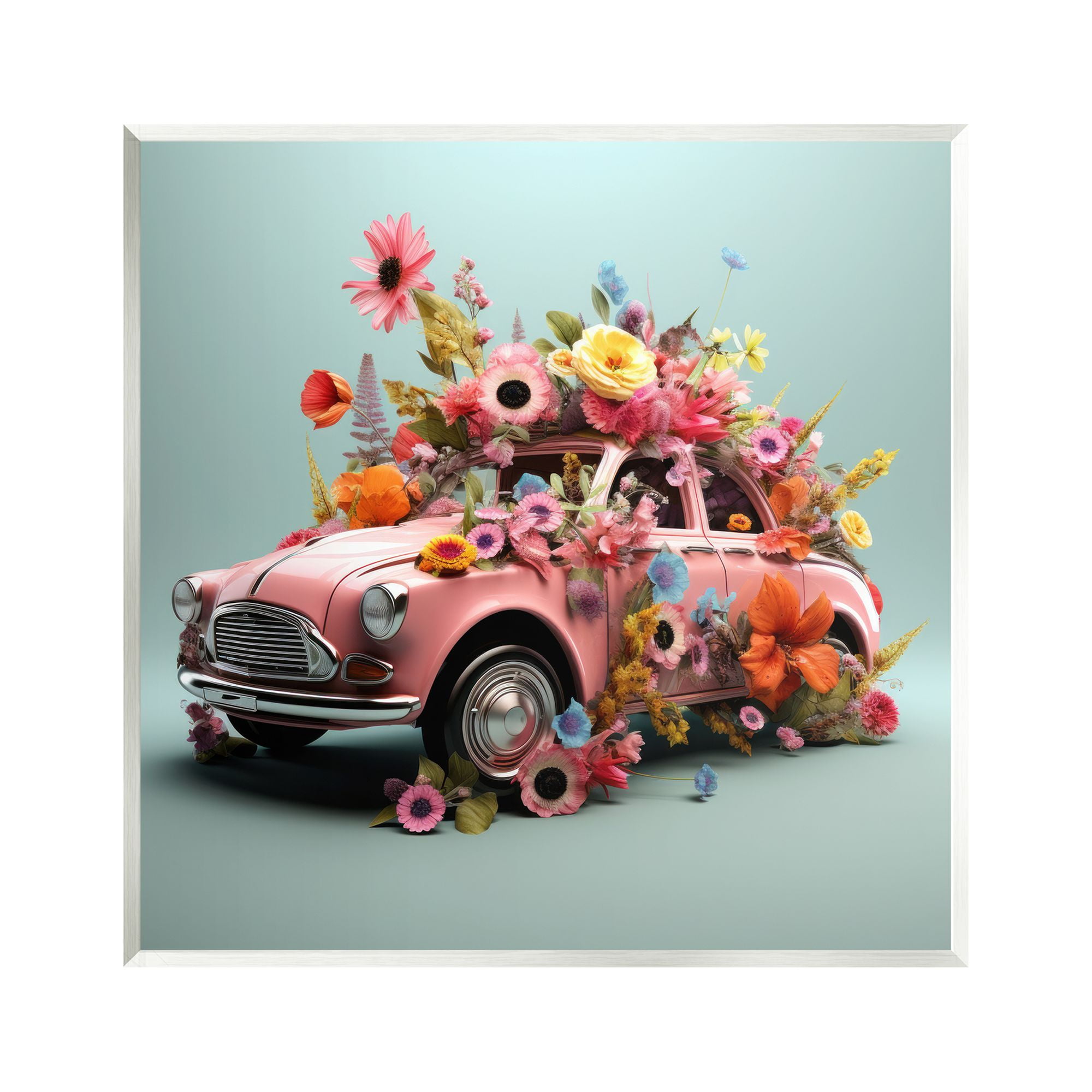 Stupell Industries Blooming Florals Antique Car Transportation Painting ...
