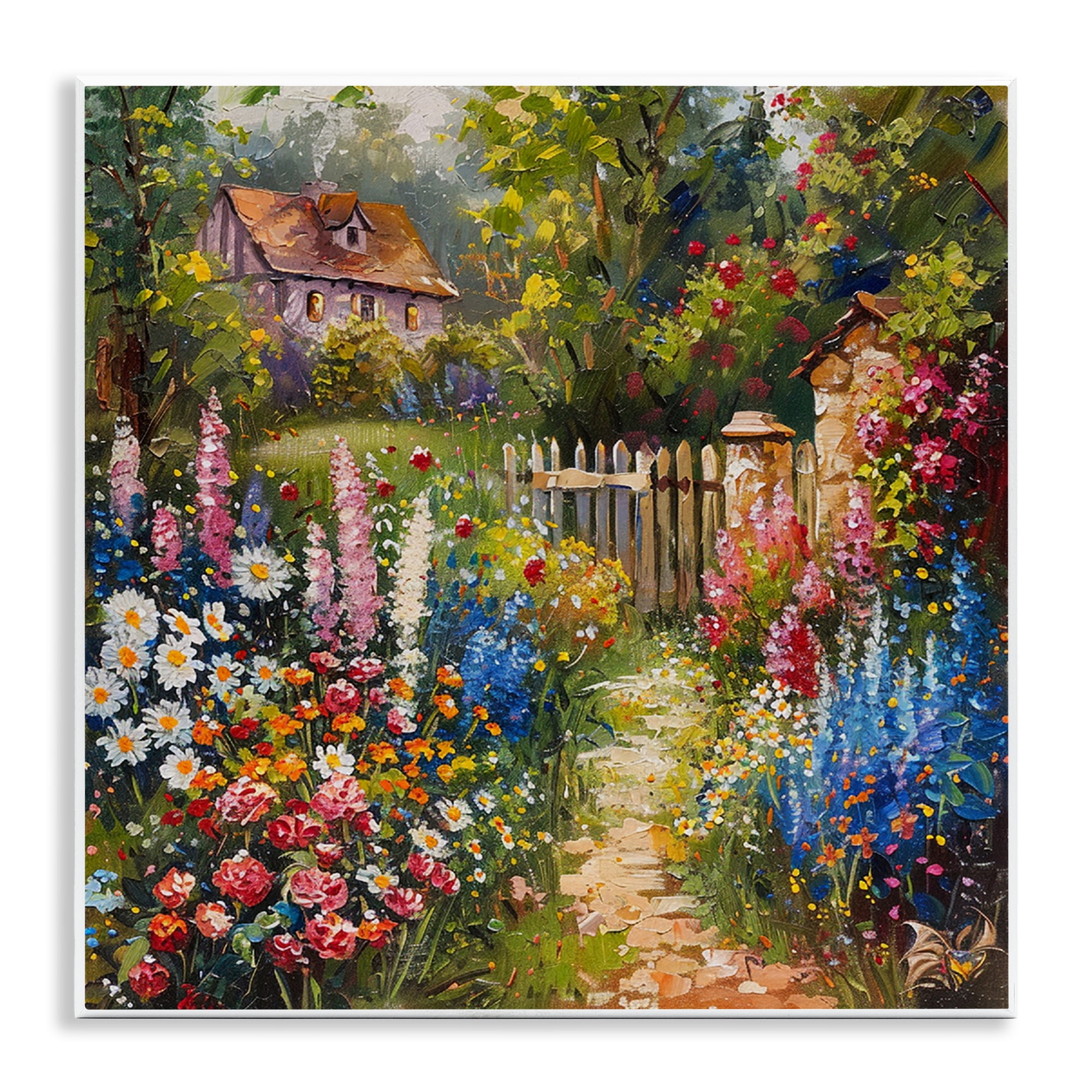 Stupell Industries Blooming Spring Cottage Landscape & Nature Painting ...