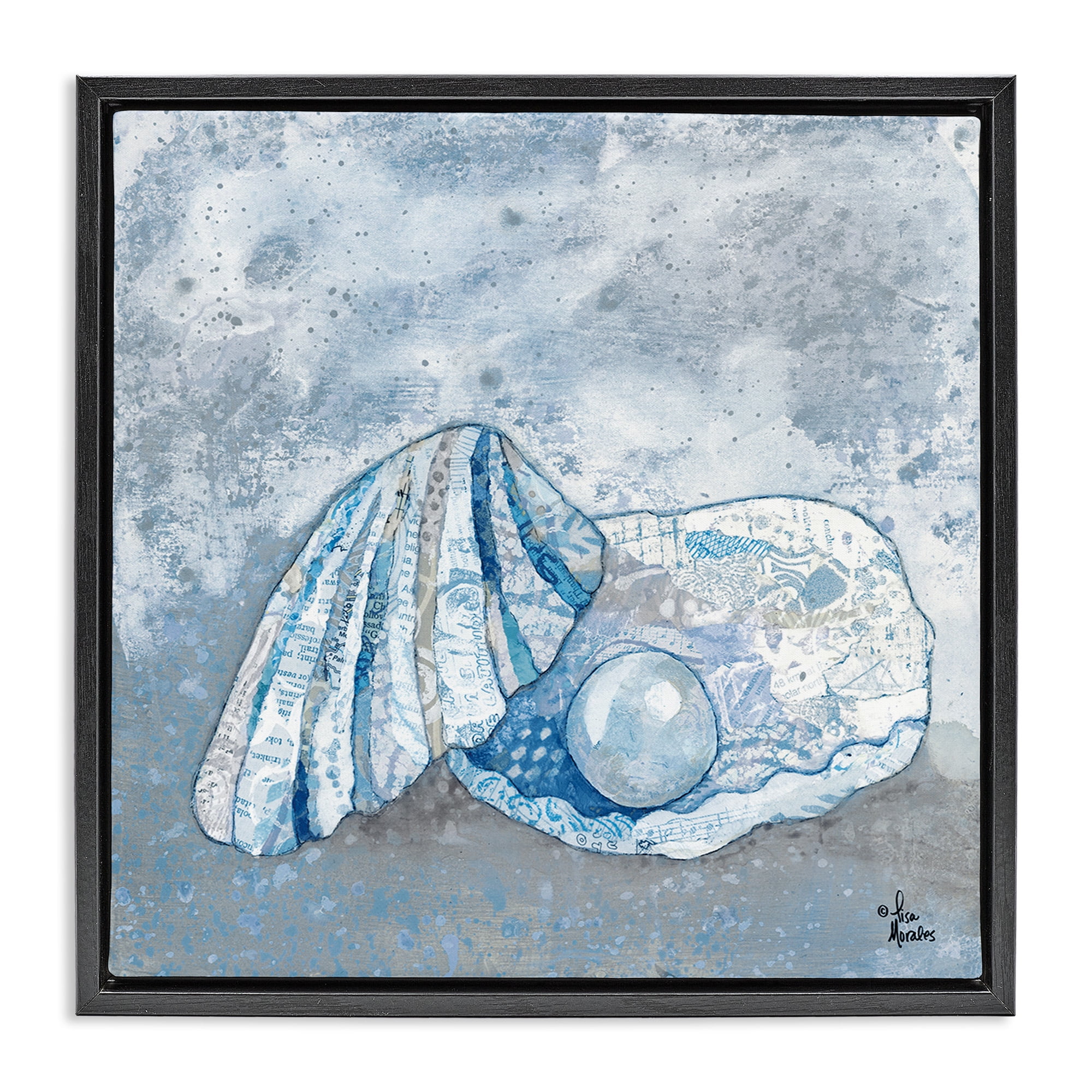 Stupell Industries Blue Abstract Clam Pearl Animals & Insects Painting ...