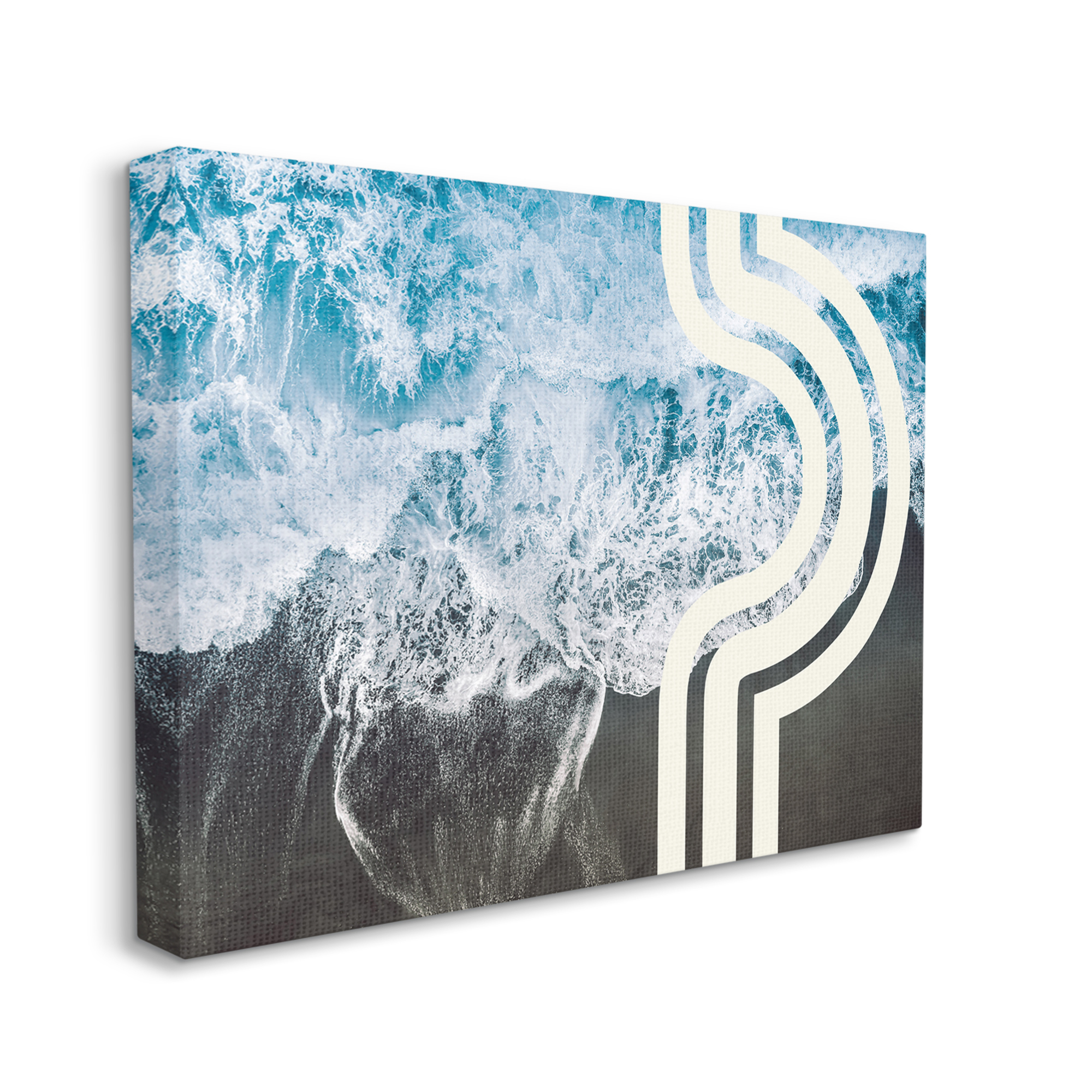 Stupell Industries Blue Beach Coast Abstract White Arch Lines Canvas ...