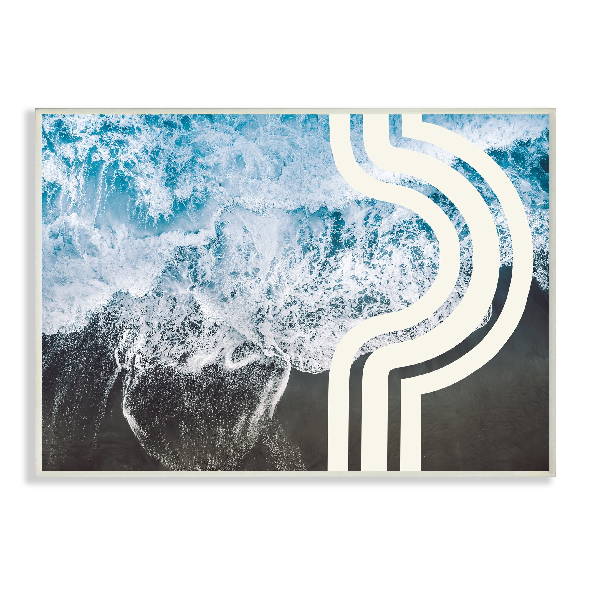 Stupell Industries Blue Beach Coast Abstract White Arch Lines Wall ...