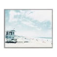 Stupell Industries Blue Beach Station Gray Framed Giclee Art, design by ...