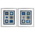 Stupell Industries Blue Blocked Seashells 2 Piece Gray Framed Print ...