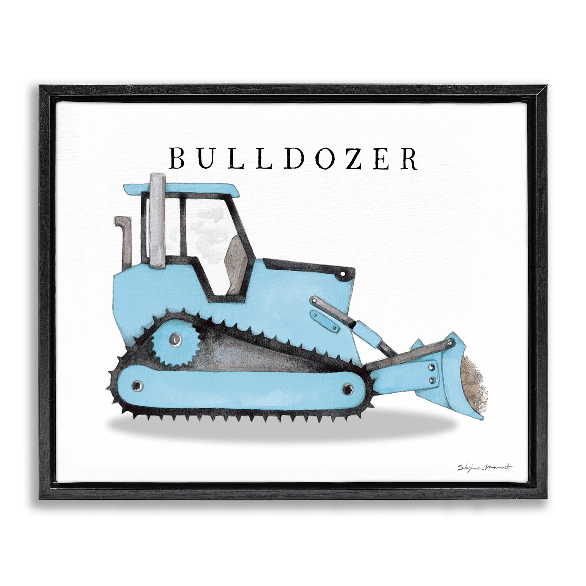 Stupell Industries Blue Bulldozer Construction Machine Art for Kids ...