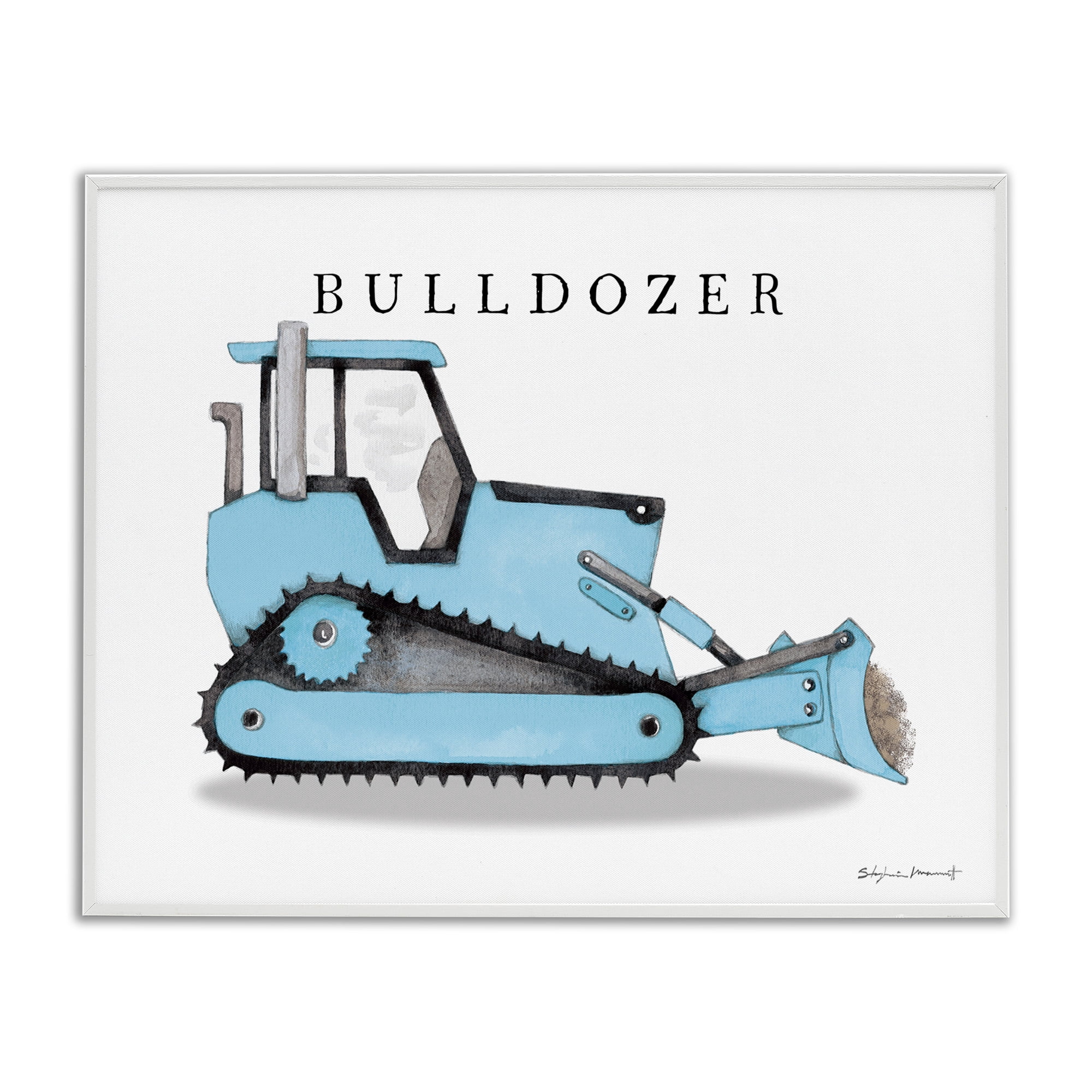 Stupell Industries Blue Bulldozer Construction Machine Art for Kids ...