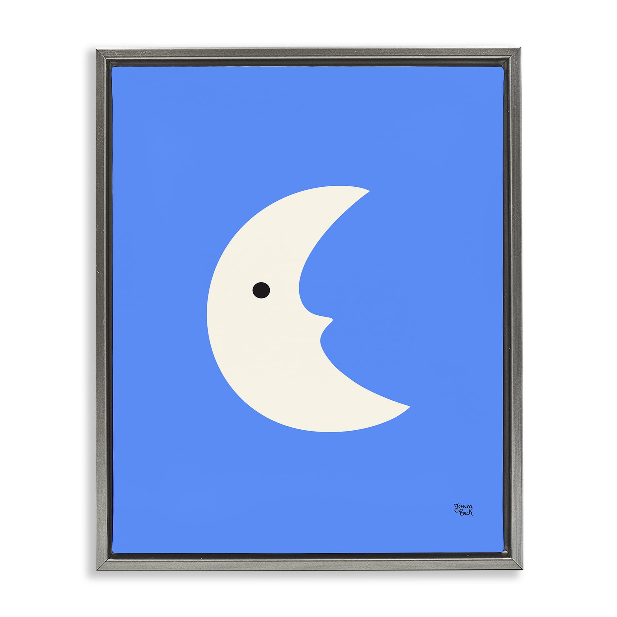 Stupell Industries Blue Crescent Moon Face Landscape & Nature Painting ...