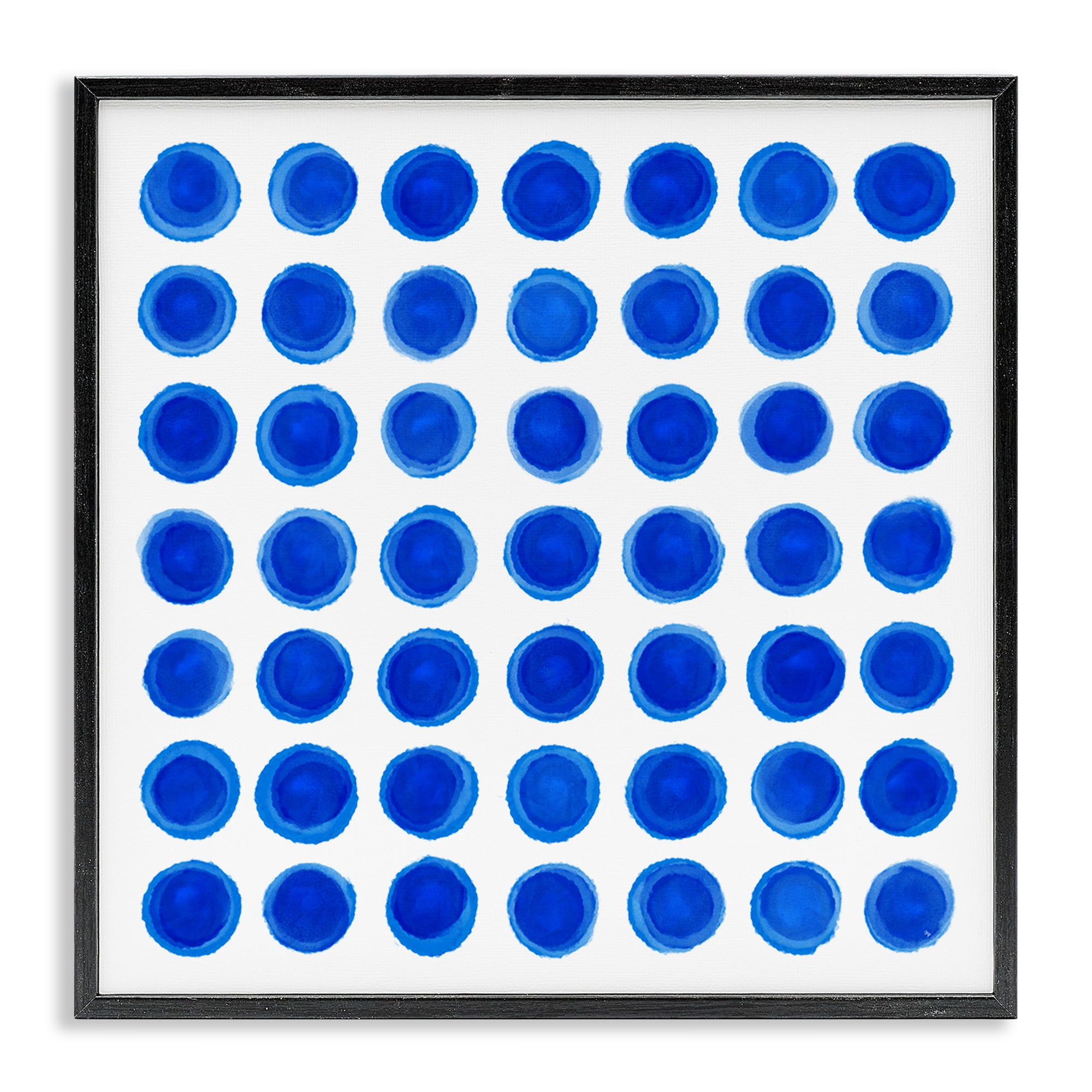 Stupell Industries Blue Dots Uniform Pattern Black Framed Giclee Art ...