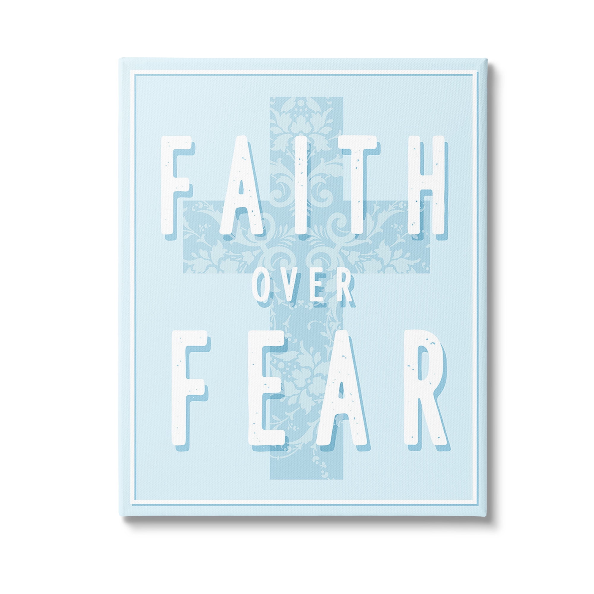 Stupell Industries Blue Faith Over Fear Inspirational Painting Gallery ...