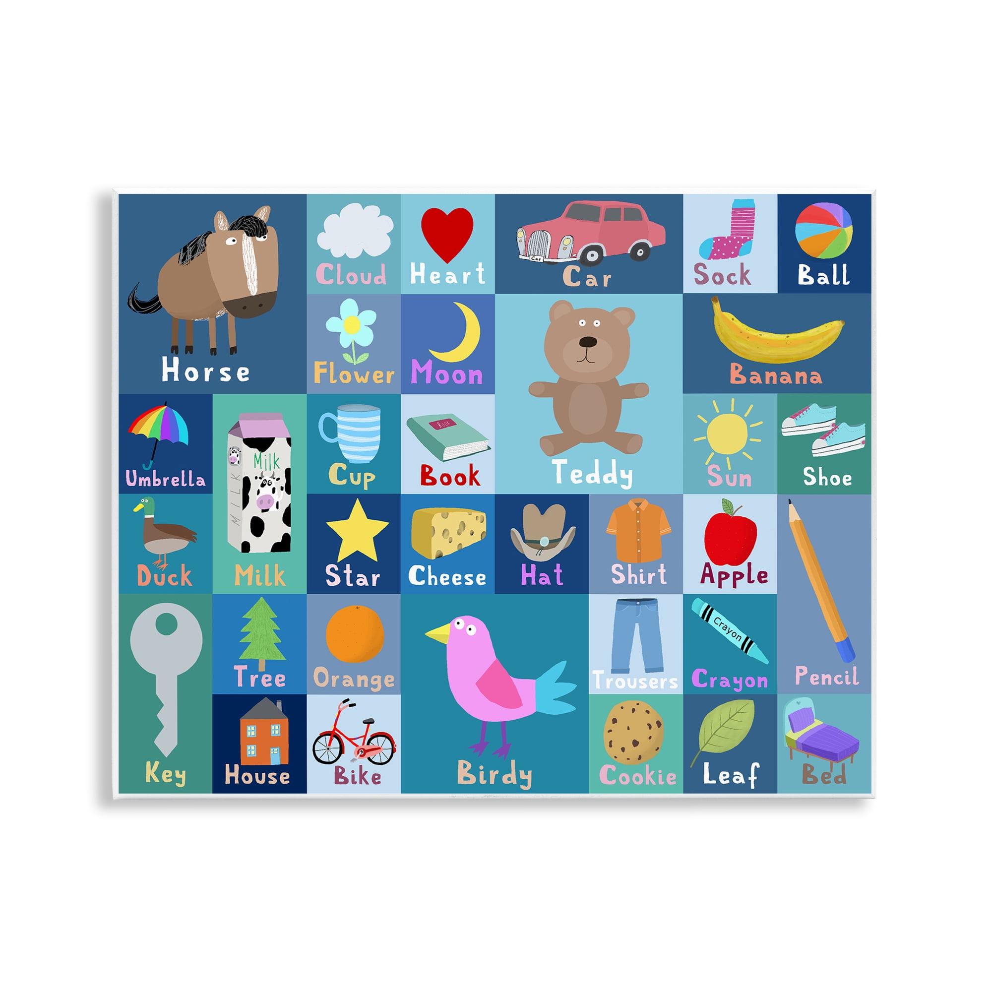 Stupell Industries Blue First Words Wall Plaque Art, design by Carla ...