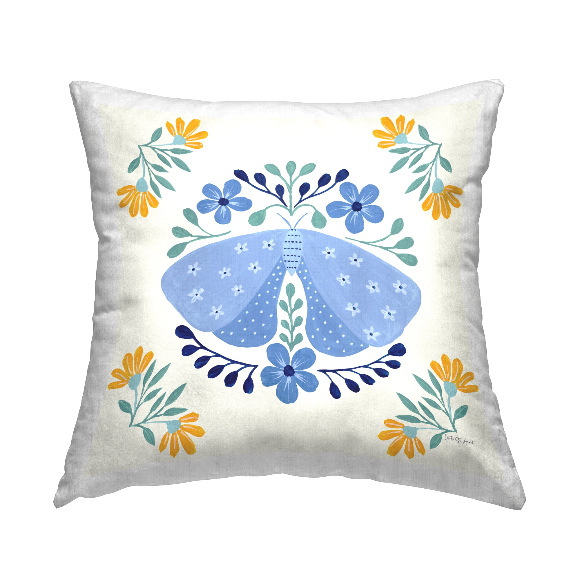 Free Shipping! Stupell Industries Blue Butterfly Floral Decorative ...