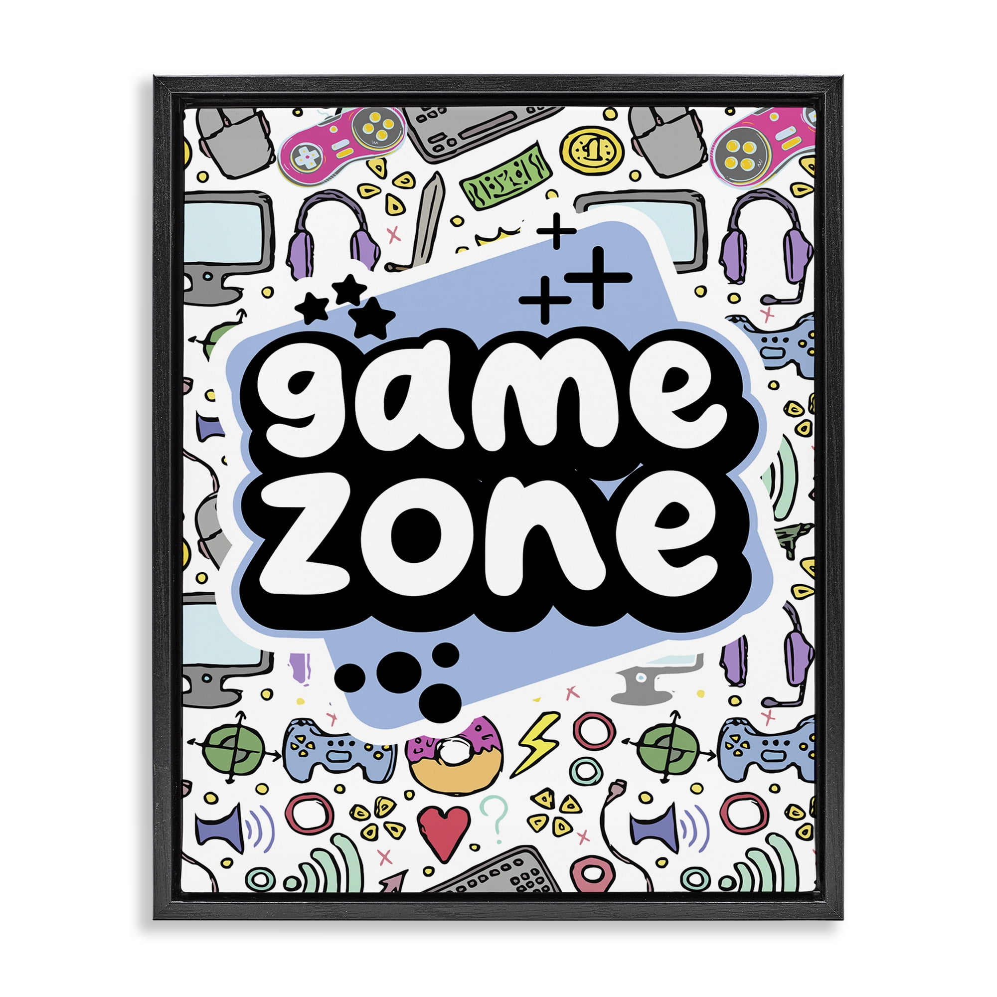 Stupell Industries Blue Game Zone Entertainment Painting Black Floater ...