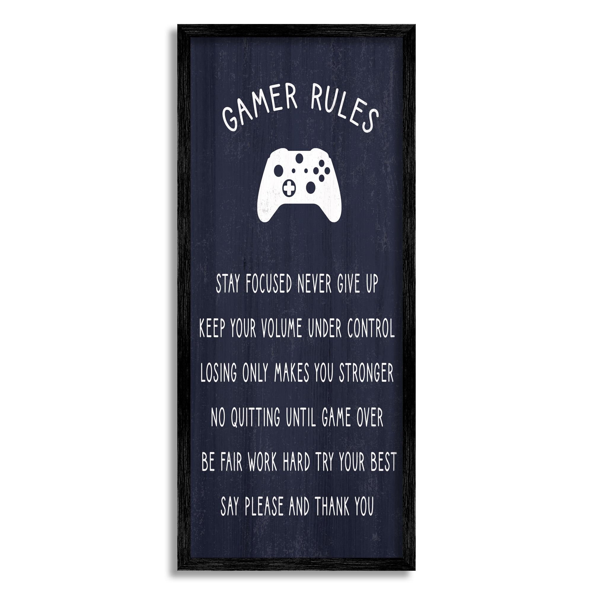 Stupell Industries Blue Gamer Rules Motivational Phrases for Children ...