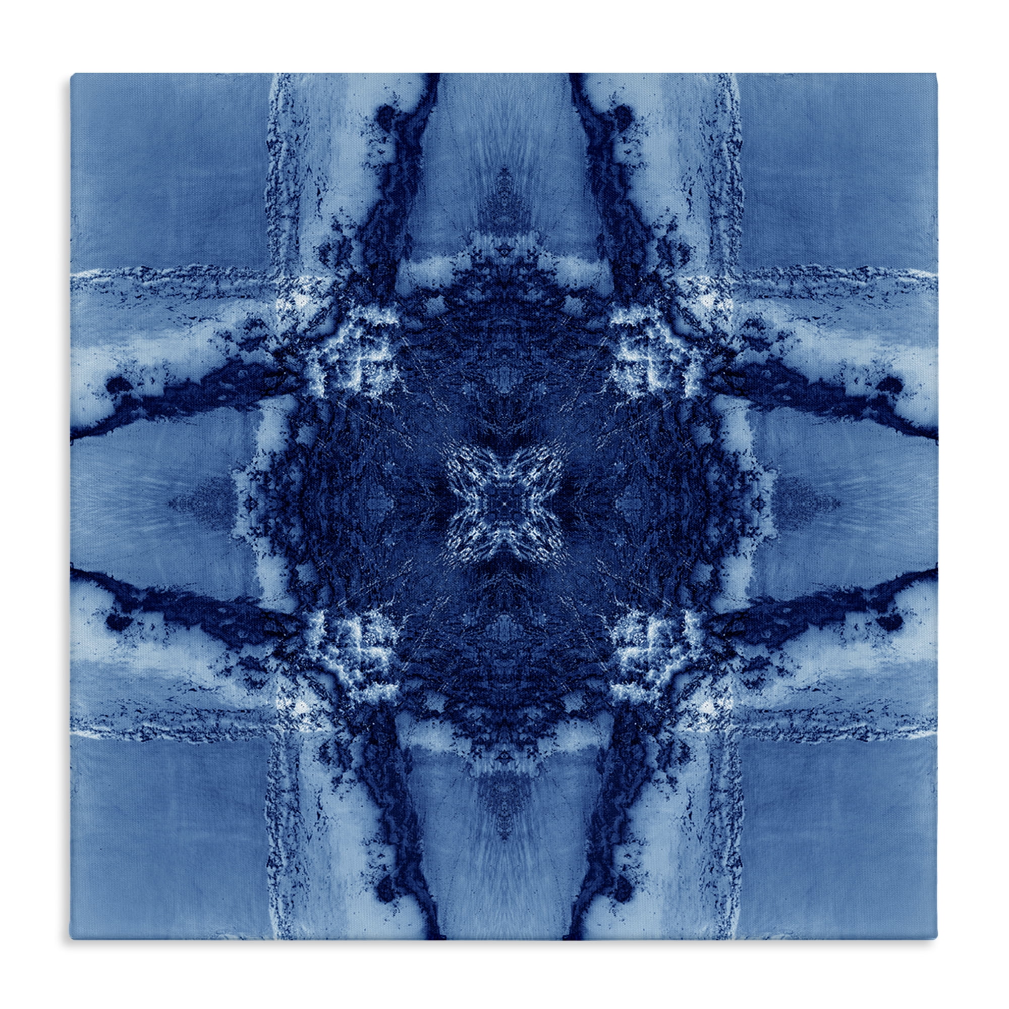 Stupell Industries Blue Geometric Shapes Abstract Painting Wrapped ...