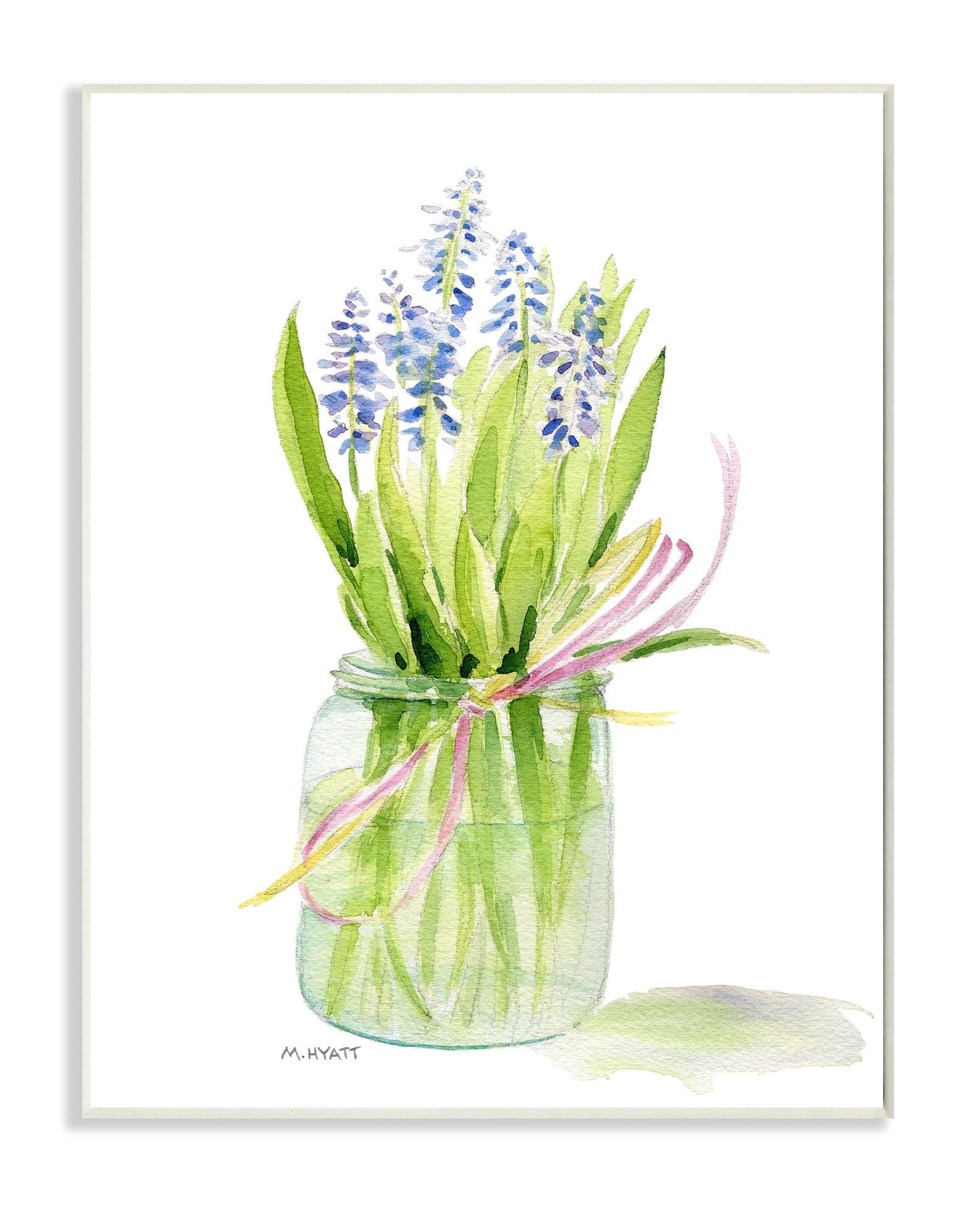 Stupell Industries Blue Hyacinth Flower Arrangement Classic Canning Jar ...