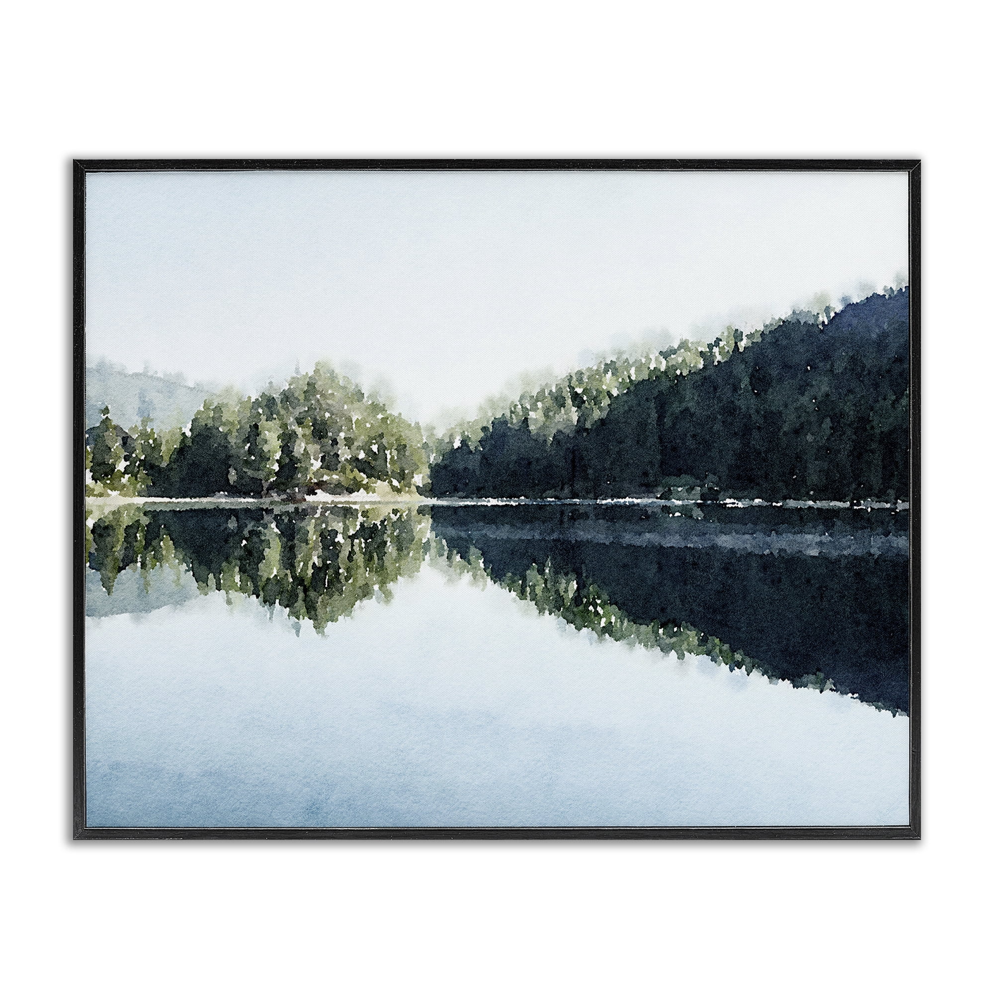 Stupell Industries Blue Lake Reflections Black Framed Giclee Art ...