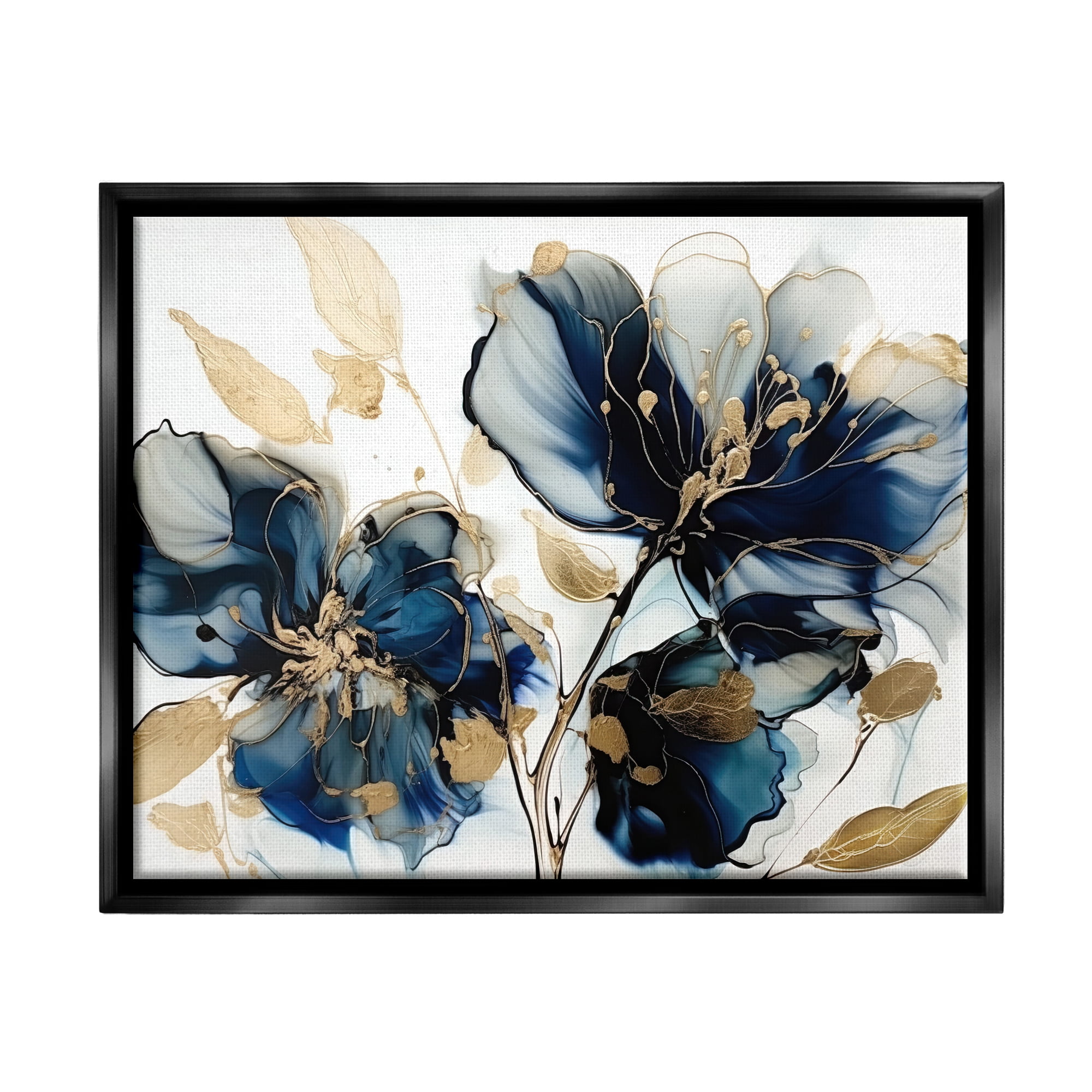 Stupell Industries Blue Modern Flowers Botanical & Floral Painting ...