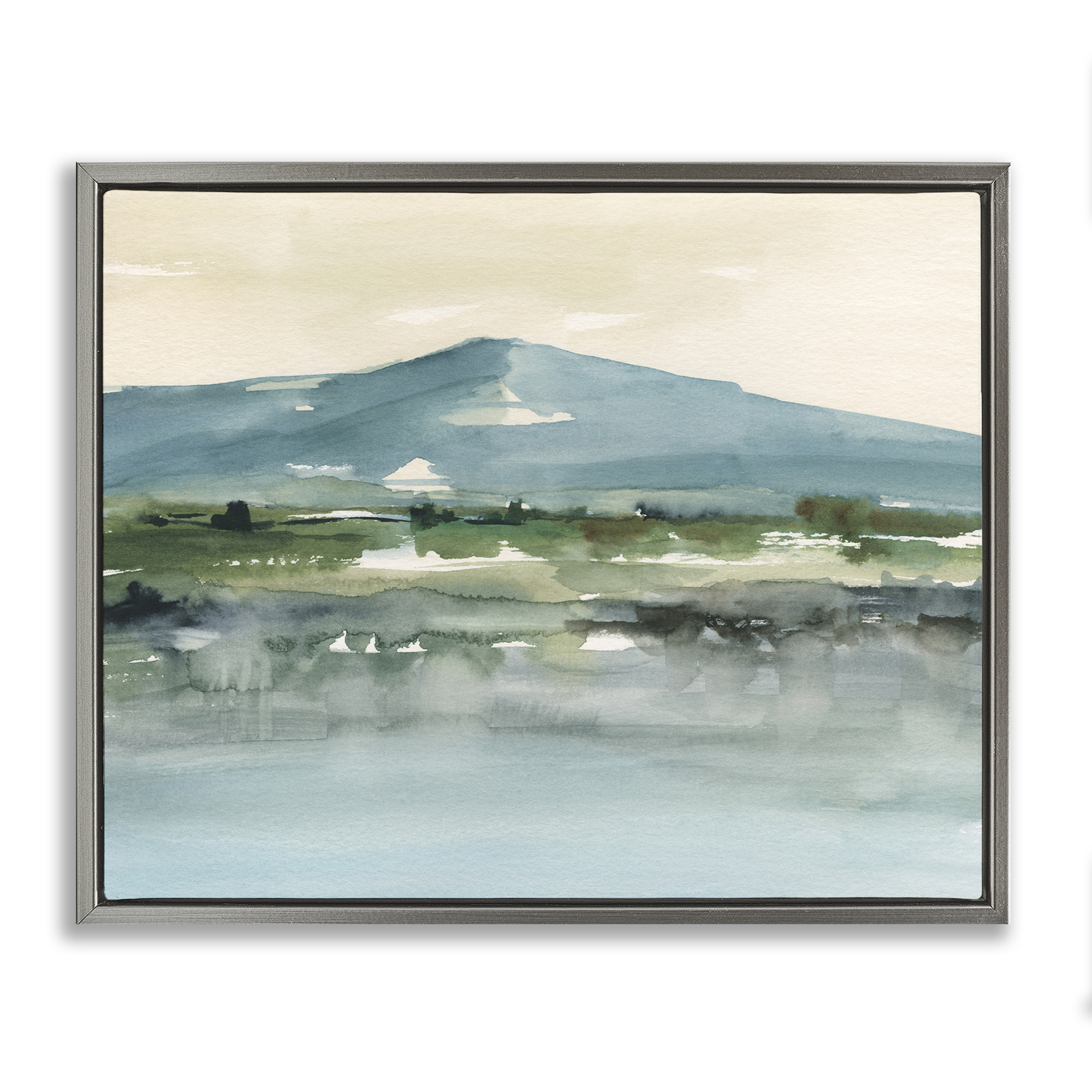Stupell Industries Blue Mountain Watercolor Landscape & Nature Painting ...
