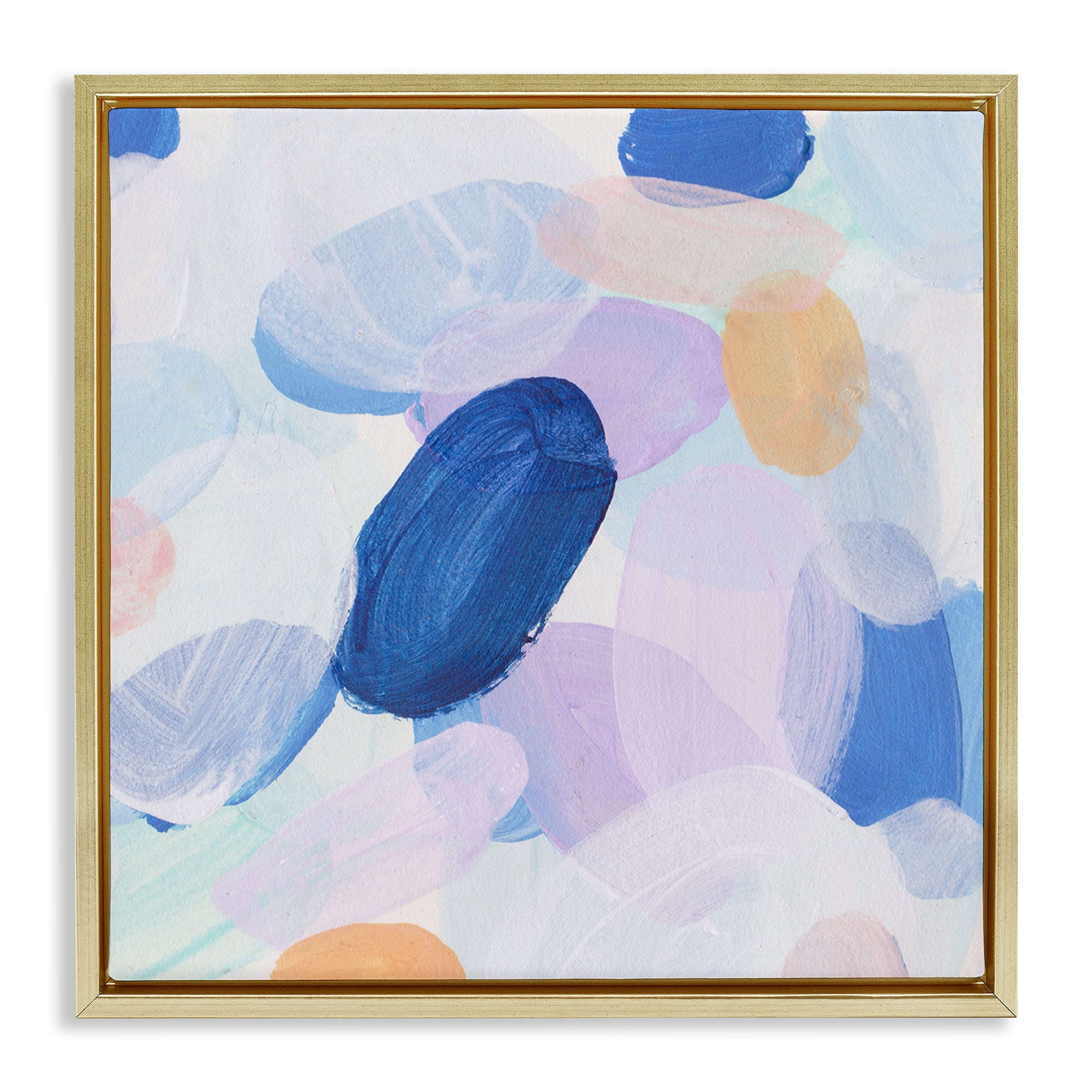 Stupell Industries Blue Oblong Paint Strokes Abstract Painting Gold ...