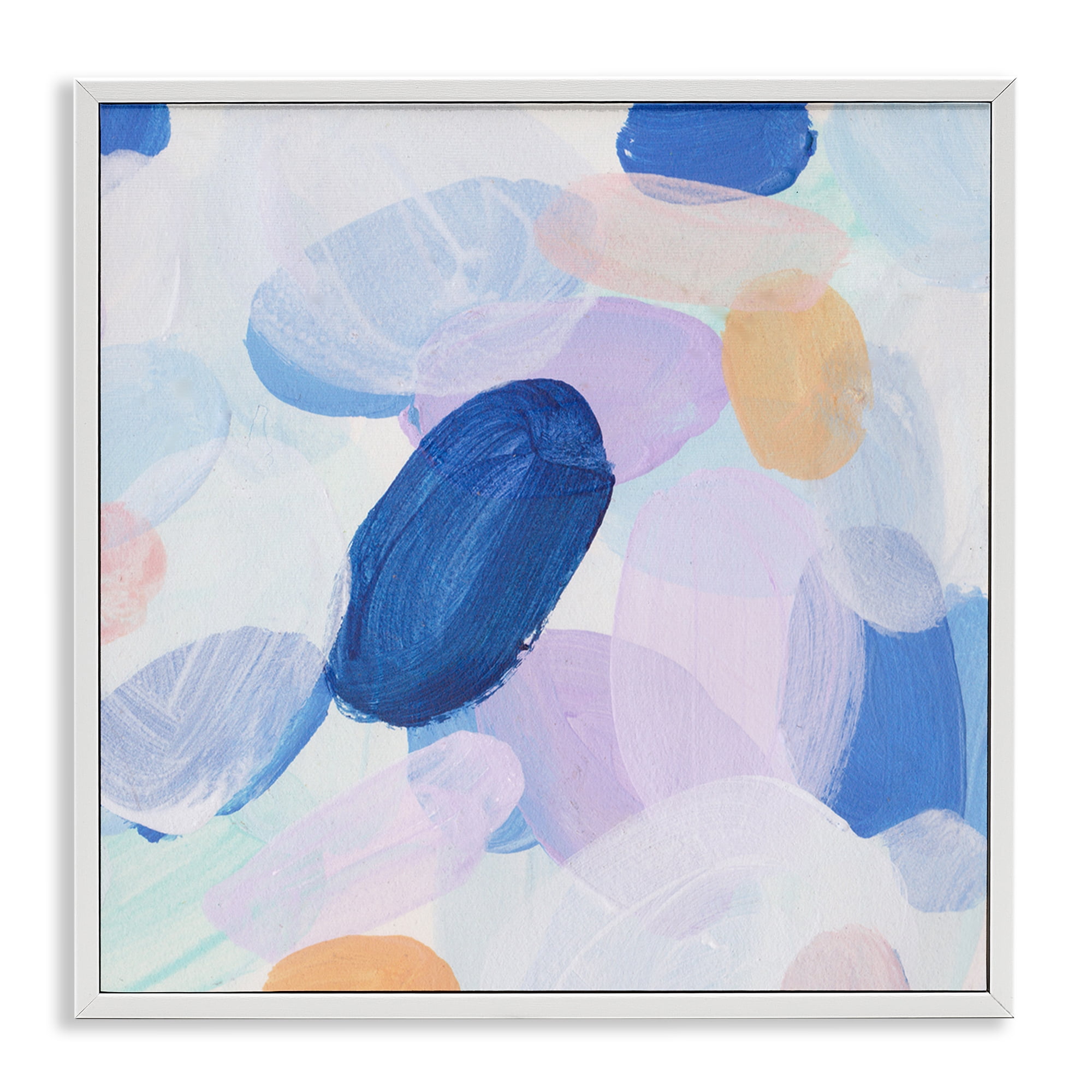 Stupell Industries Blue Oblong Paint Strokes Abstract Painting White ...