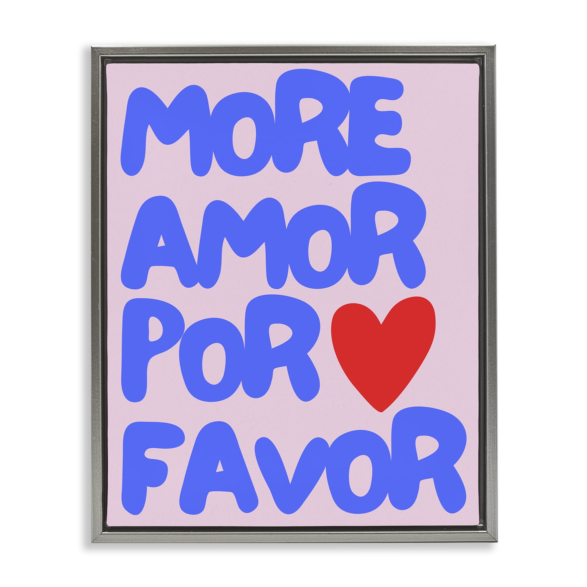 Stupell Industries Blue & Red More Amor Text & Numbers Painting Gray ...