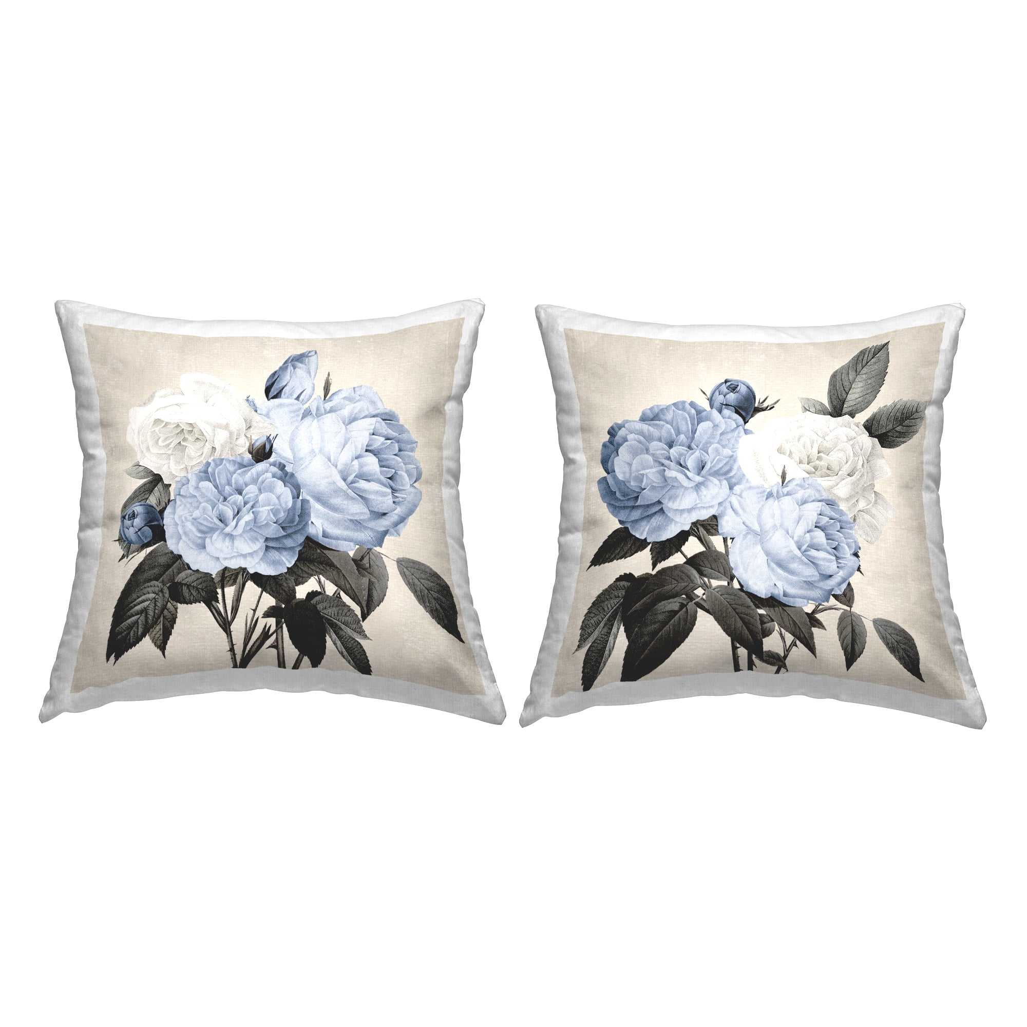 Stupell Industries Blue Rose Blossoms Decorative Printed Throw Pillow ...