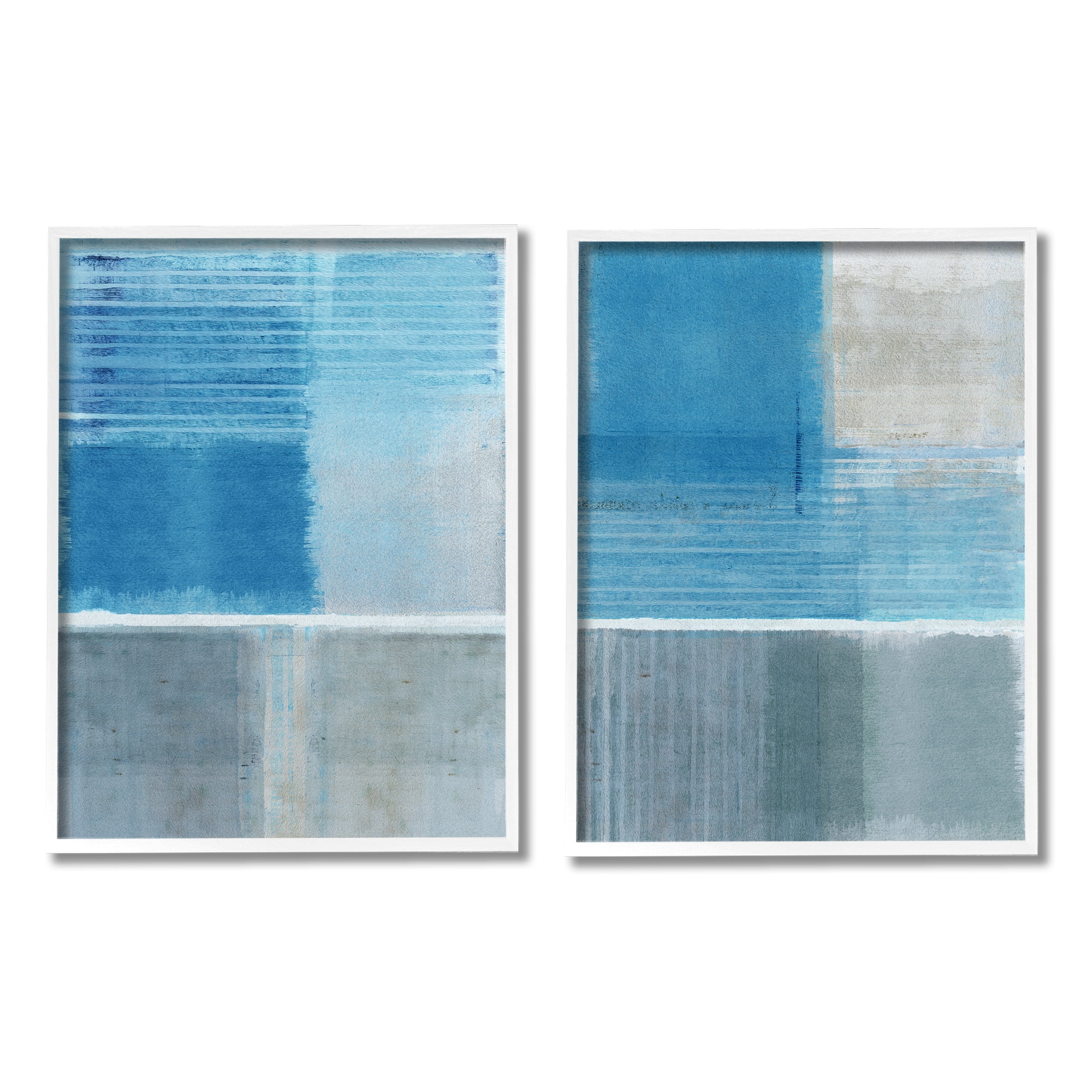 Stupell Industries Blue Rustic Abstraction Abstract Painting White ...