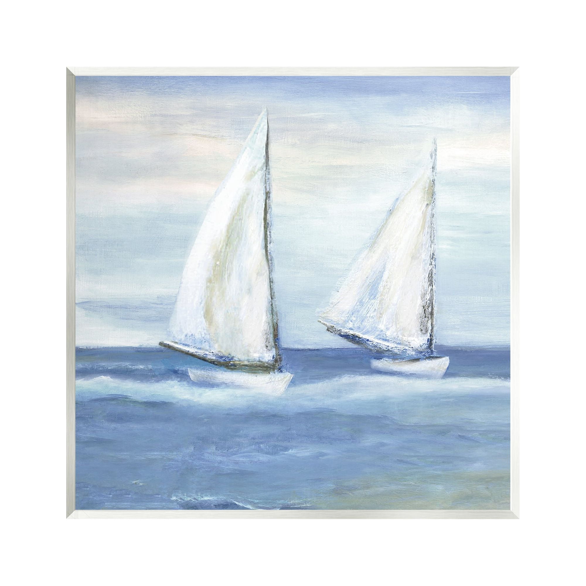 Stupell Industries Blue Sailboats Ocean Splash Coastal Painting ...