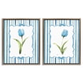 Stupell Industries Blue Tulips with Feminine Ribbon 2 Piece Brown ...