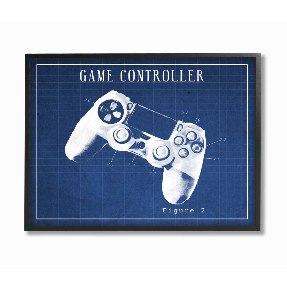 Stupell Industries Blueprint of Classic Video Game Controller Figure ...