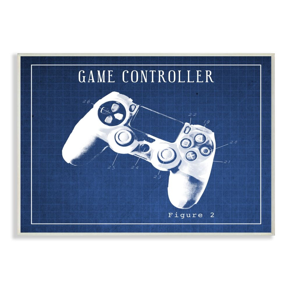 Stupell Industries Blueprint of Classic Video Game Controller Figure ...
