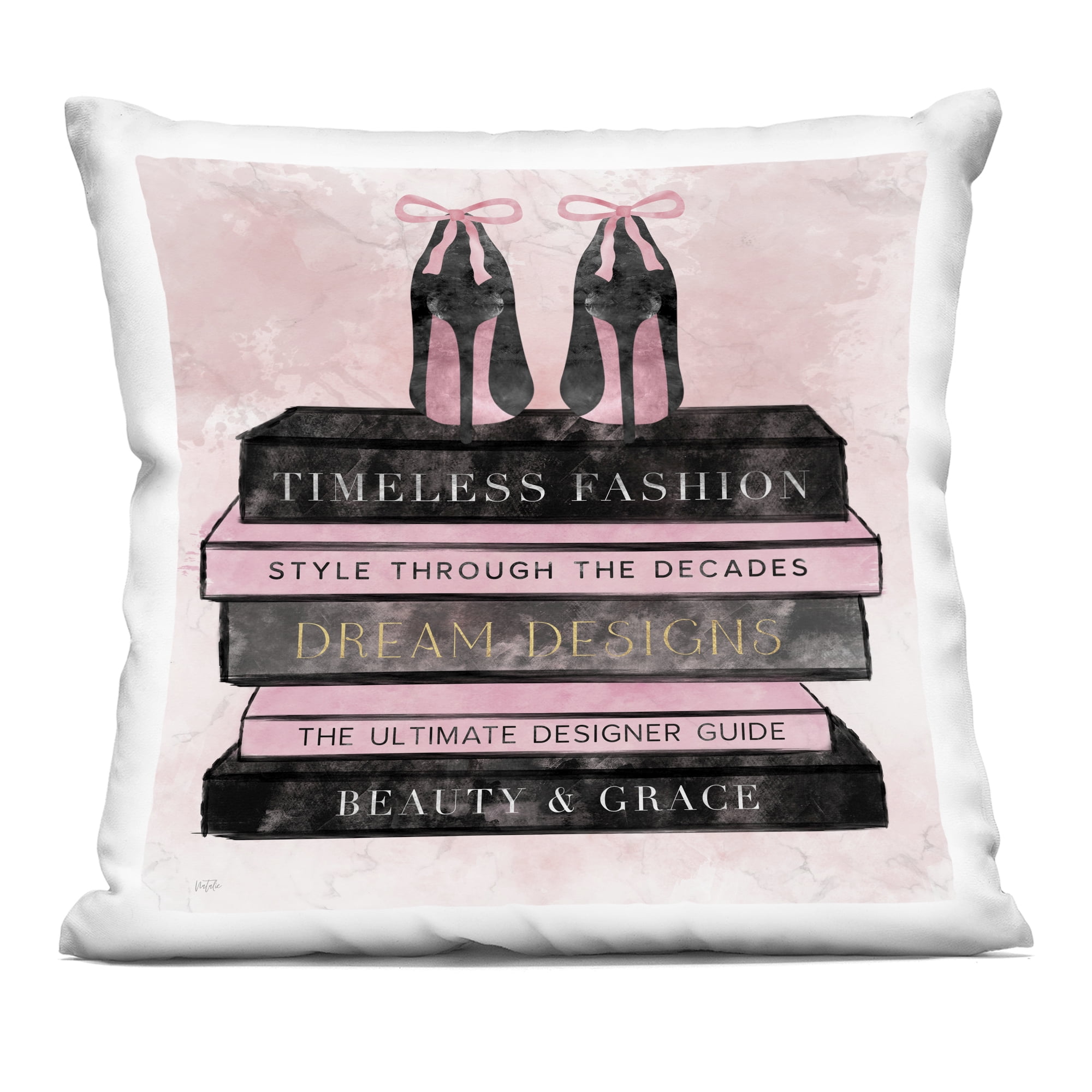 Stupell Industries Blush Fashion Book Stack Decorative Printed Throw ...