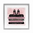 Stupell Industries Blush Fashion Book Stack Gray Framed Print Under ...
