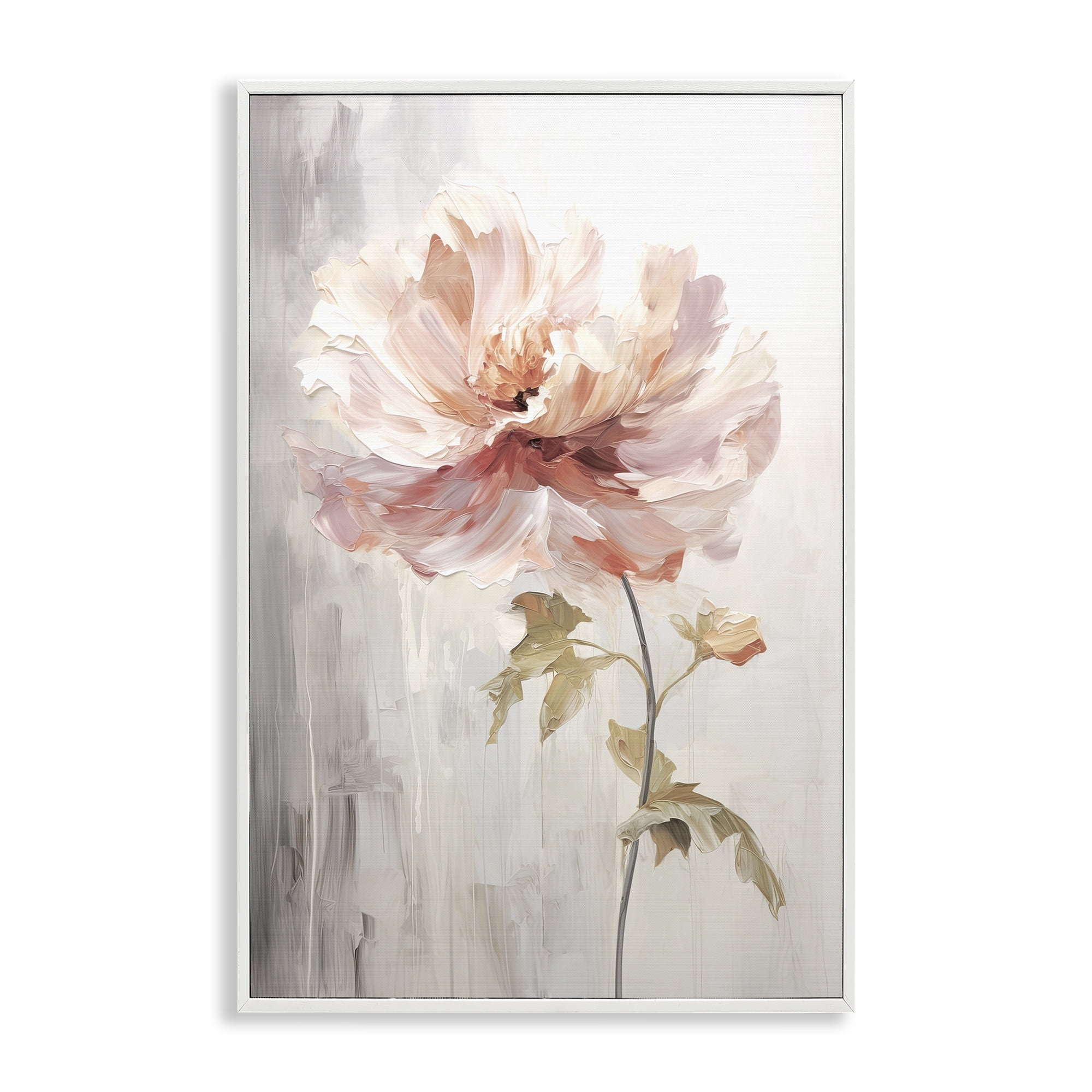Stupell Industries Blush Flower Sprout Plants & Flowers Painting White ...