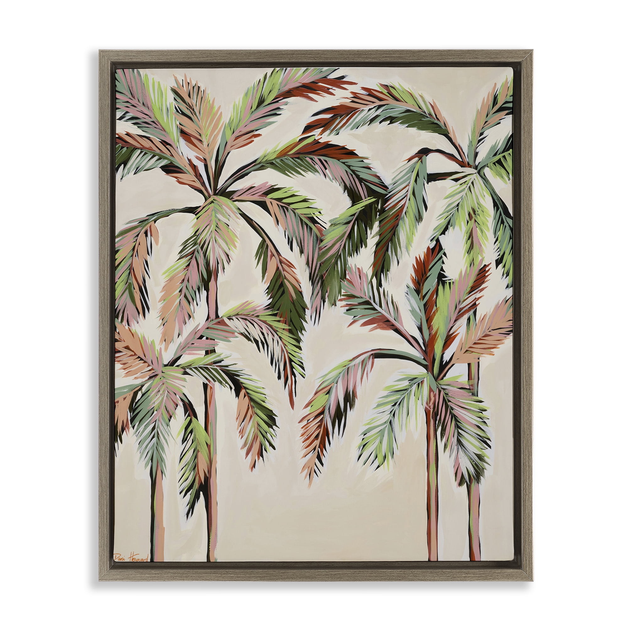 Stupell Industries Blushing Palm Tree Canopy Brown Framed Floater ...