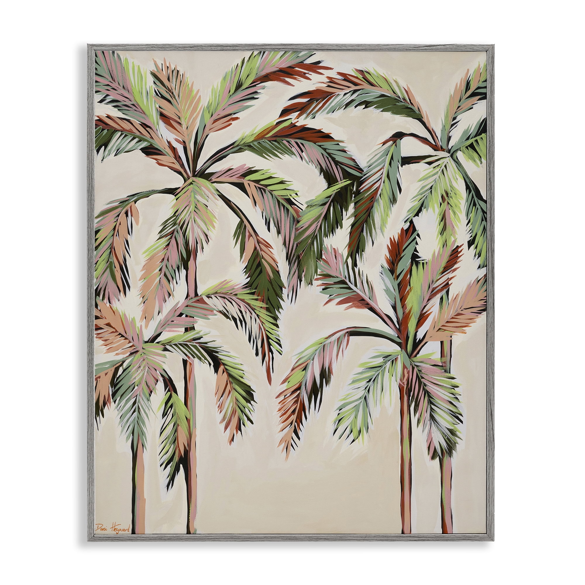Stupell Industries Blushing Palm Tree Canopy Gray Framed Giclee Art ...