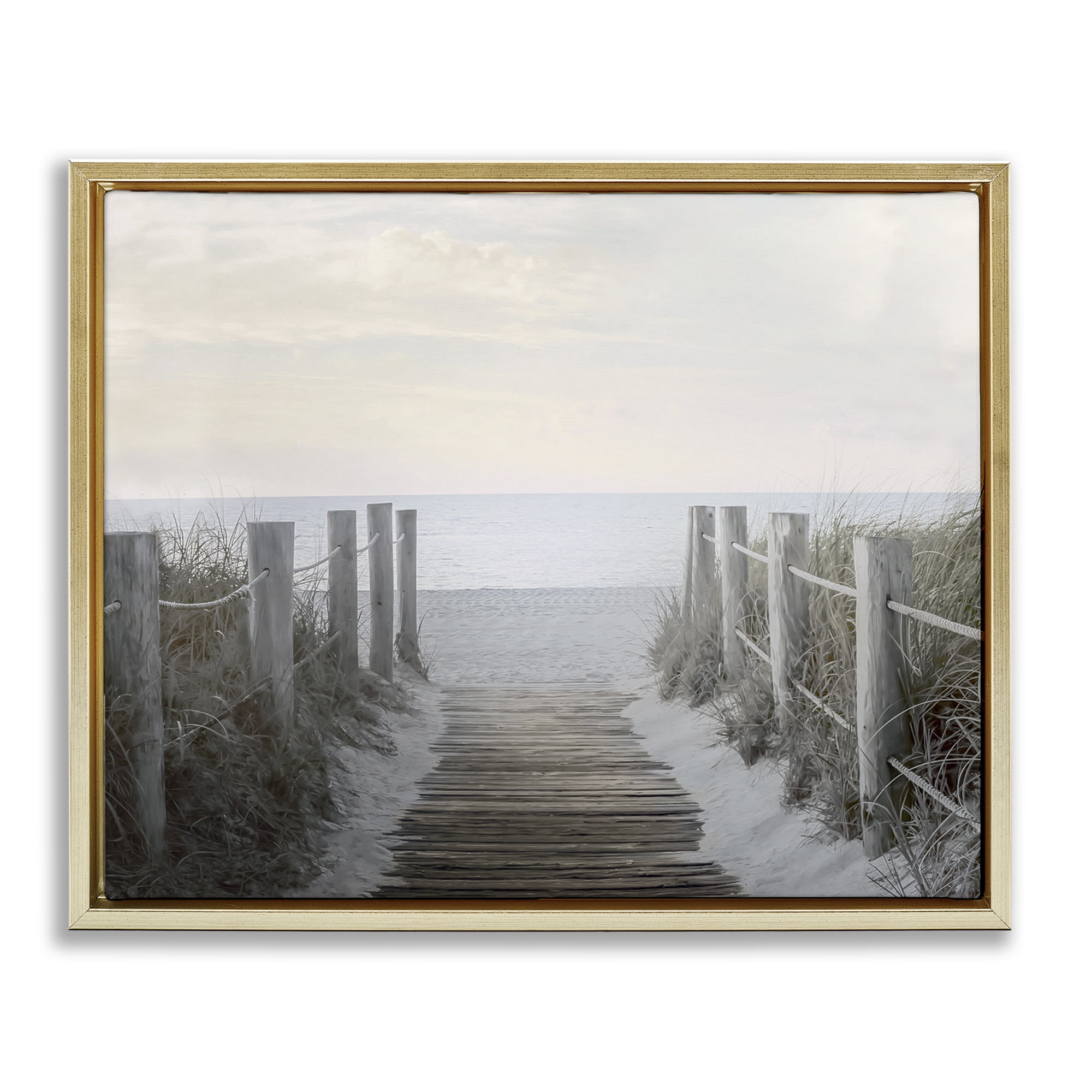 Stupell Industries Boardwalk Steps to Beach Landscape Photography Gold ...